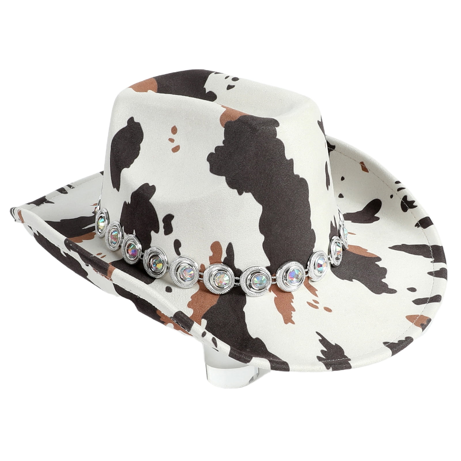 Ethnic Cowboy Hats with Cow Pattern Western Party Large Rolled Brims ...