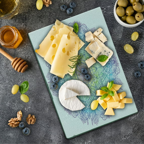 Ethnic Cutting Board, Mandala Round with Geometry Element Metatron Cube ...