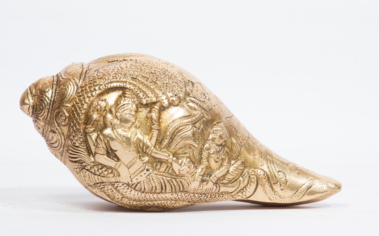 Arihant Craft® Ethnic Decor Conch with Goddess Vishnu Lakshmi Carving ...