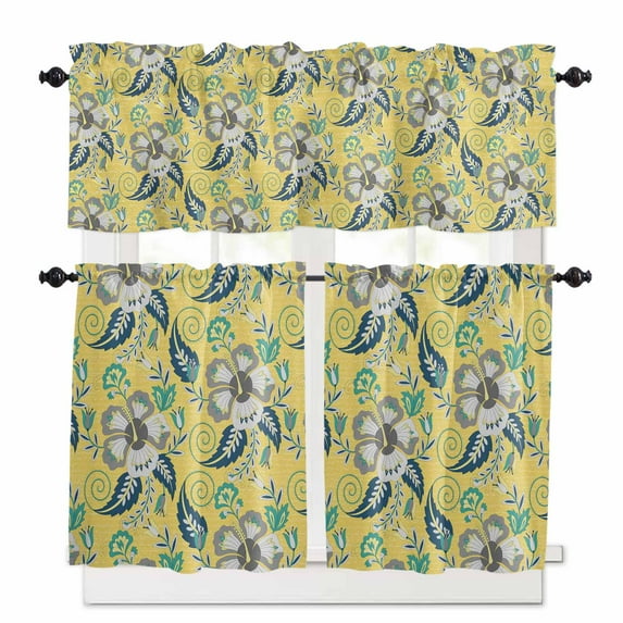 Ethnic Decoration Kitchen Curtains Valance and Tier Set Pastoral Gary ...