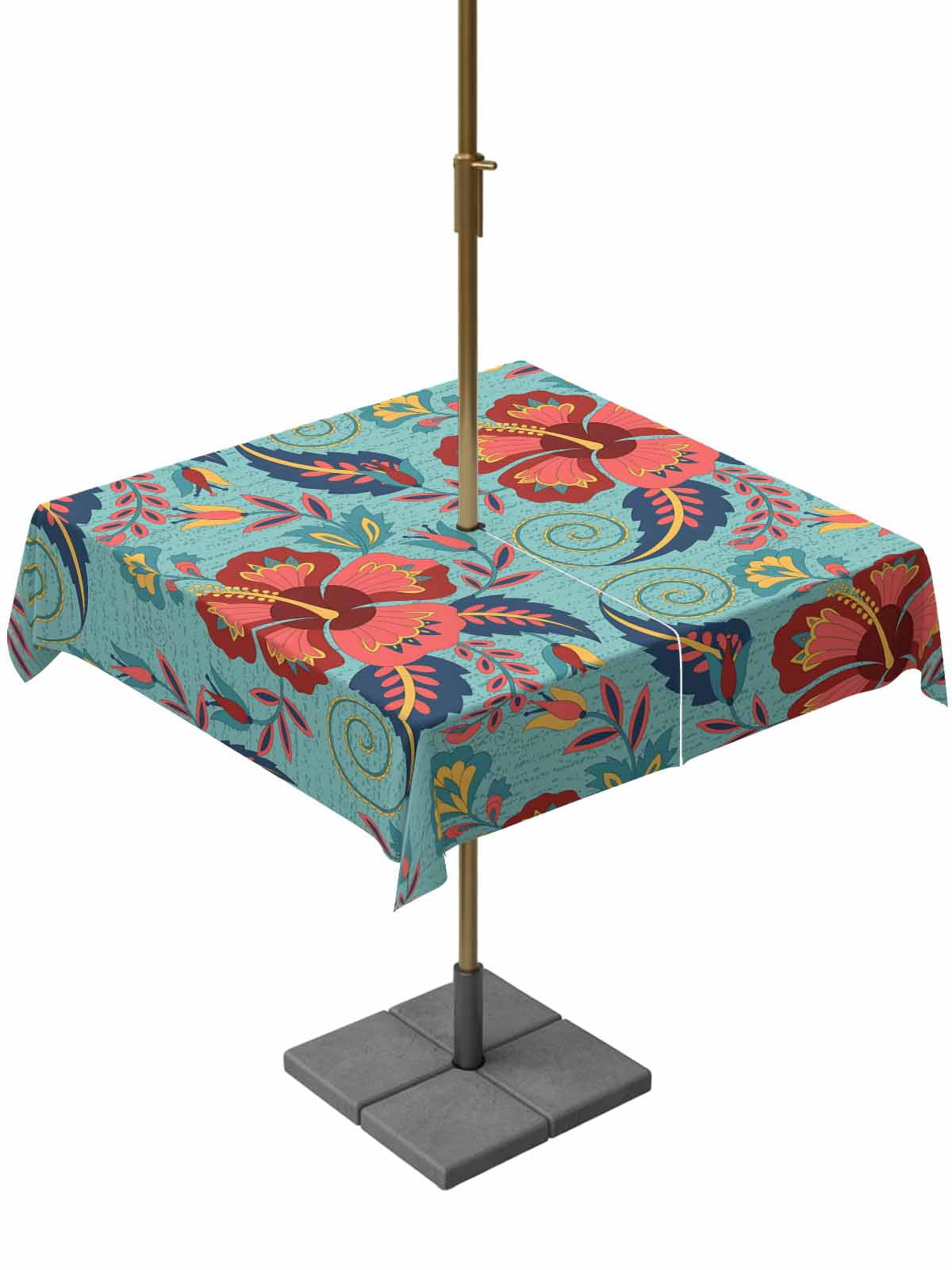 Ethnic Decoration Square Outdoor Tablecloth with Umbrella Hole Pastoral ...