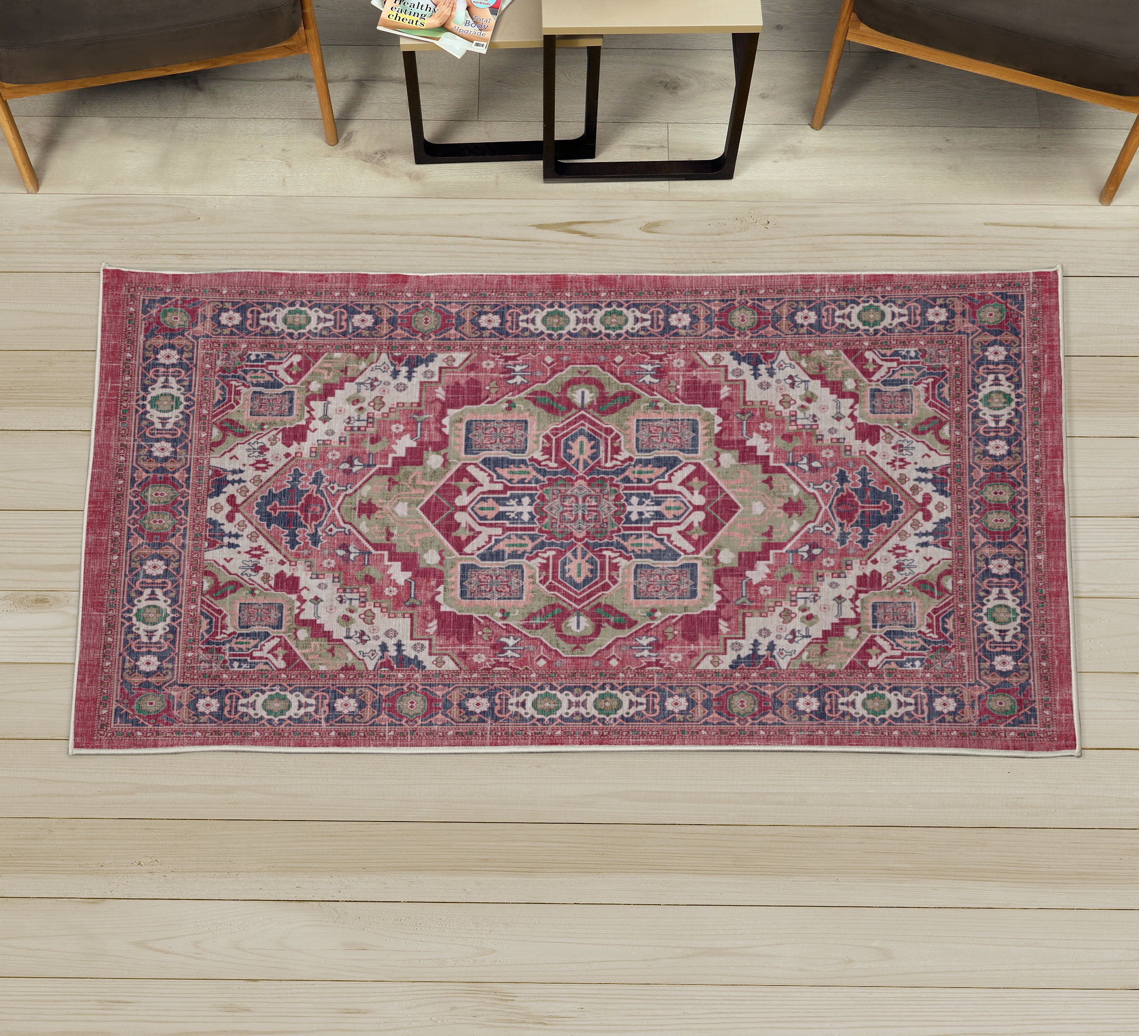 Ethnic Decorative Rug, Bohemian Retro Themed Floral Details Cultural ...