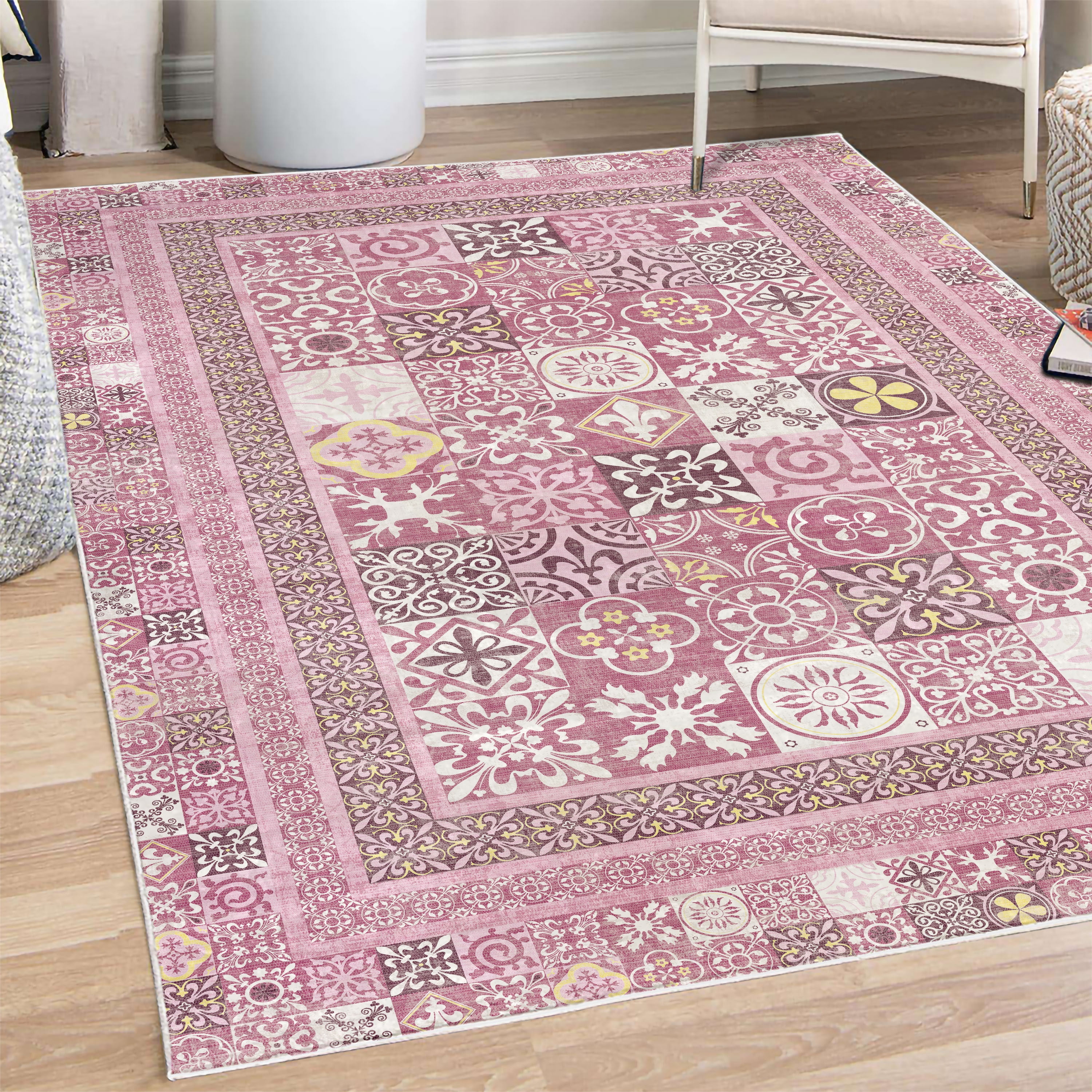 Ethnic Decorative Rug, Moroccan and Spanish Tiles Inspired Folkloric ...