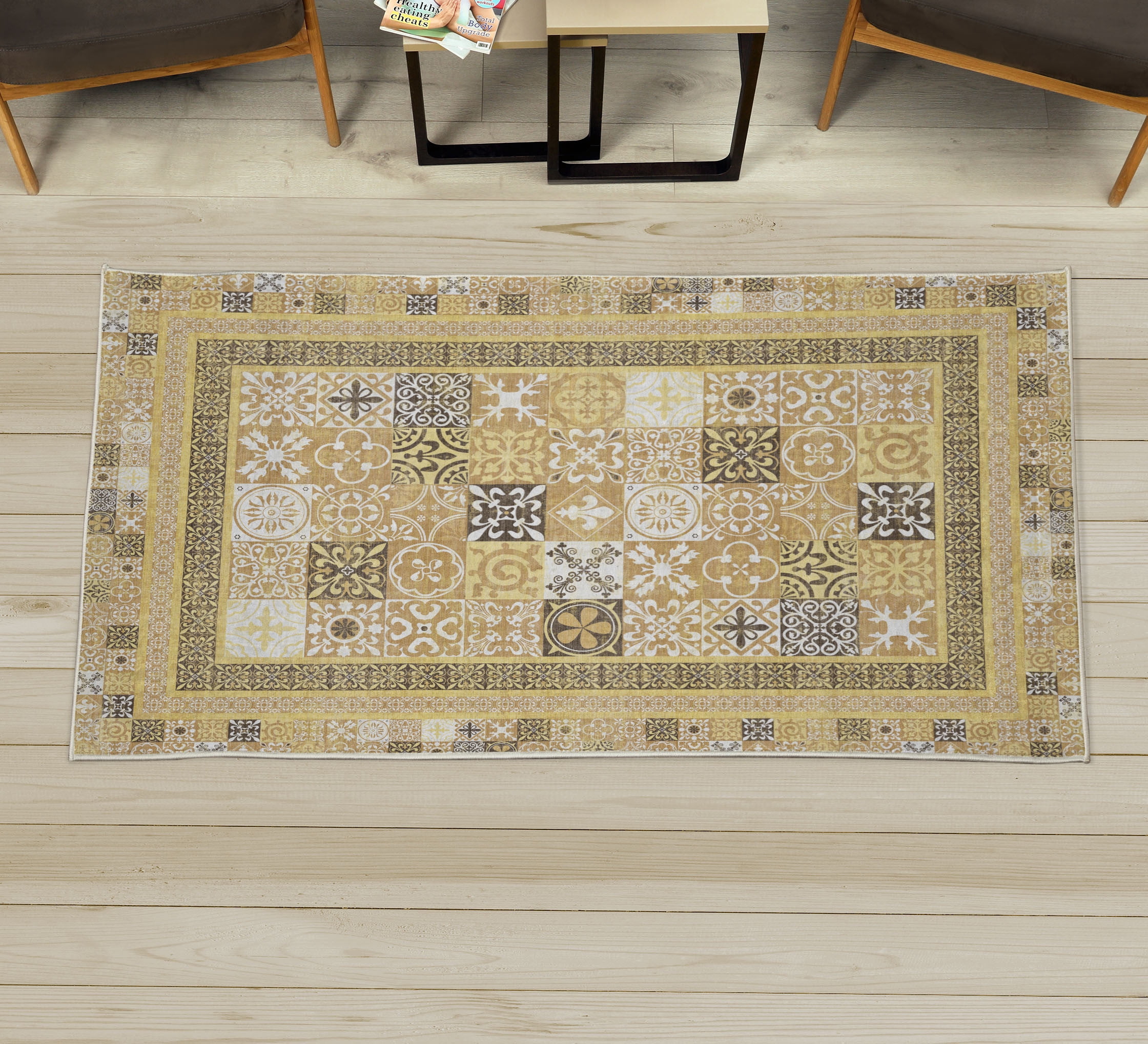 Ethnic Decorative Rug, Moroccan and Spanish Tiles Inspired Folkloric ...