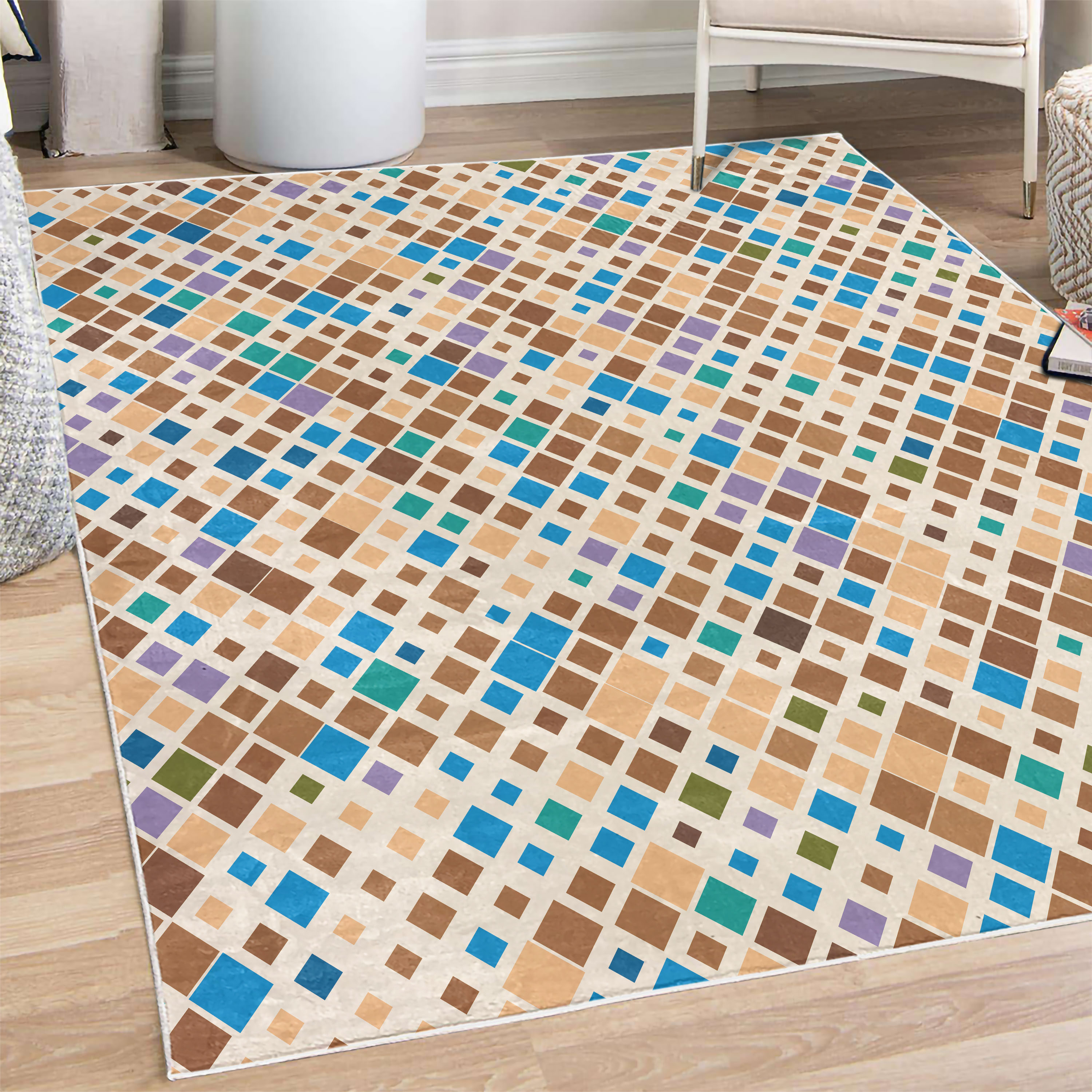 Ethnic Decorative Rug, Retro Mosaic Creative Pattern Square Rhythm ...