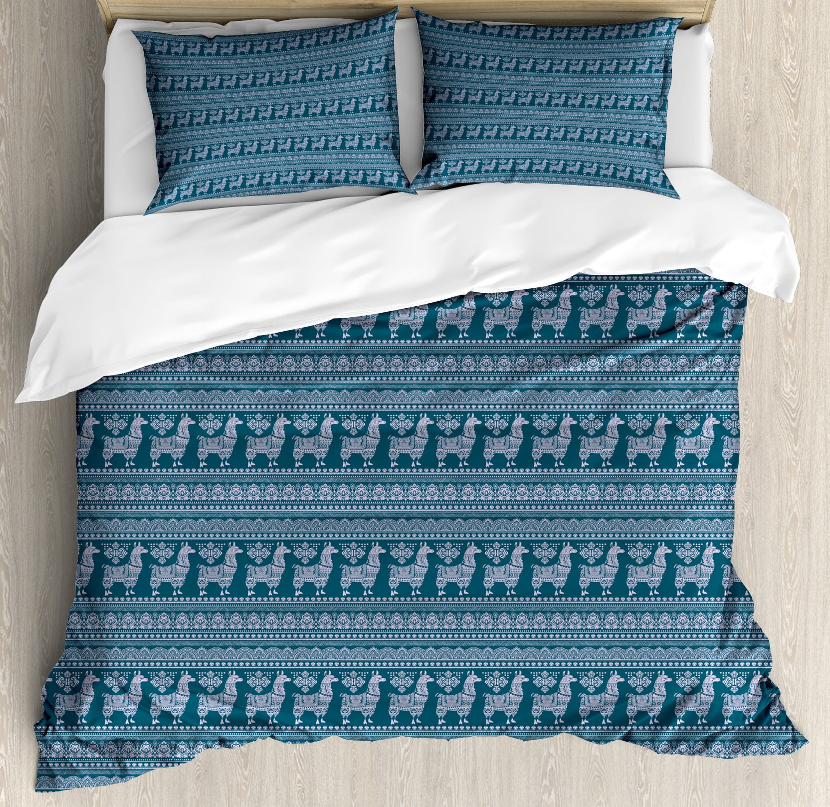 Ethnic Duvet Cover Set, Alpaca Llama South American Ornaments Animal ...