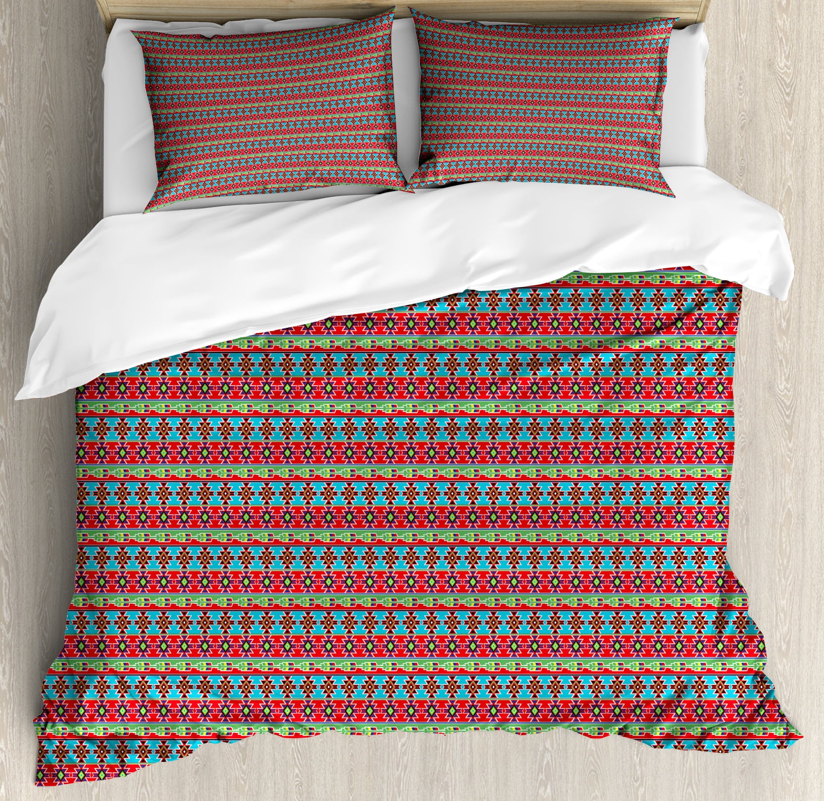 Ethnic Duvet Cover Set, Continuous Demonstration of Colorful and Ethnic ...