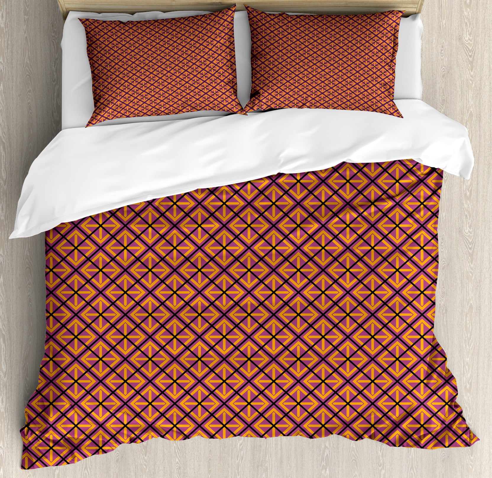 Ethnic Duvet Cover Set, Inspired Geometric Pattern with Squares and ...