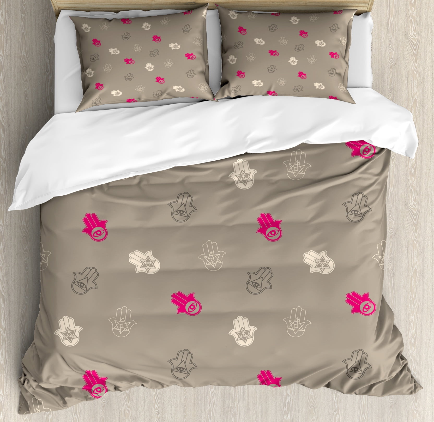 Ethnic Duvet Cover Set, Pattern of Hamsa Kabbalah Traditional Symbolic ...