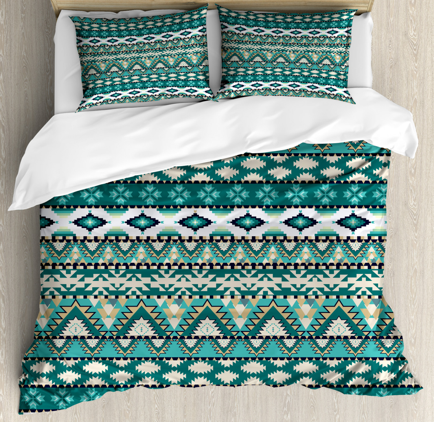 Ethnic Duvet Cover Set Queen Size, Tribal Aztec Design Geometrical ...