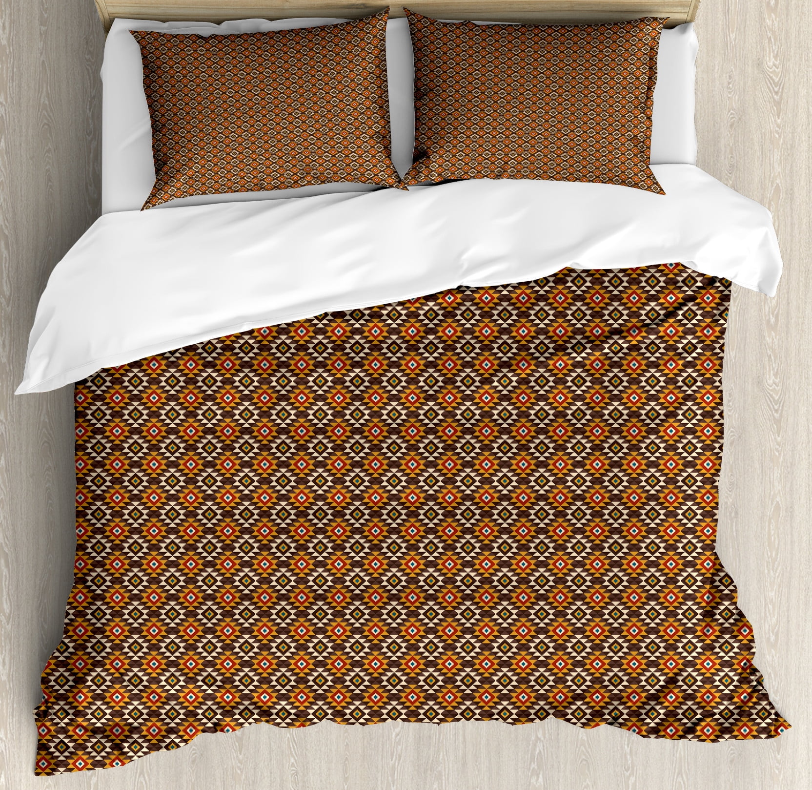 Ethnic Duvet Cover Set, Traditional Native Bohemian Peruvian Geometric ...