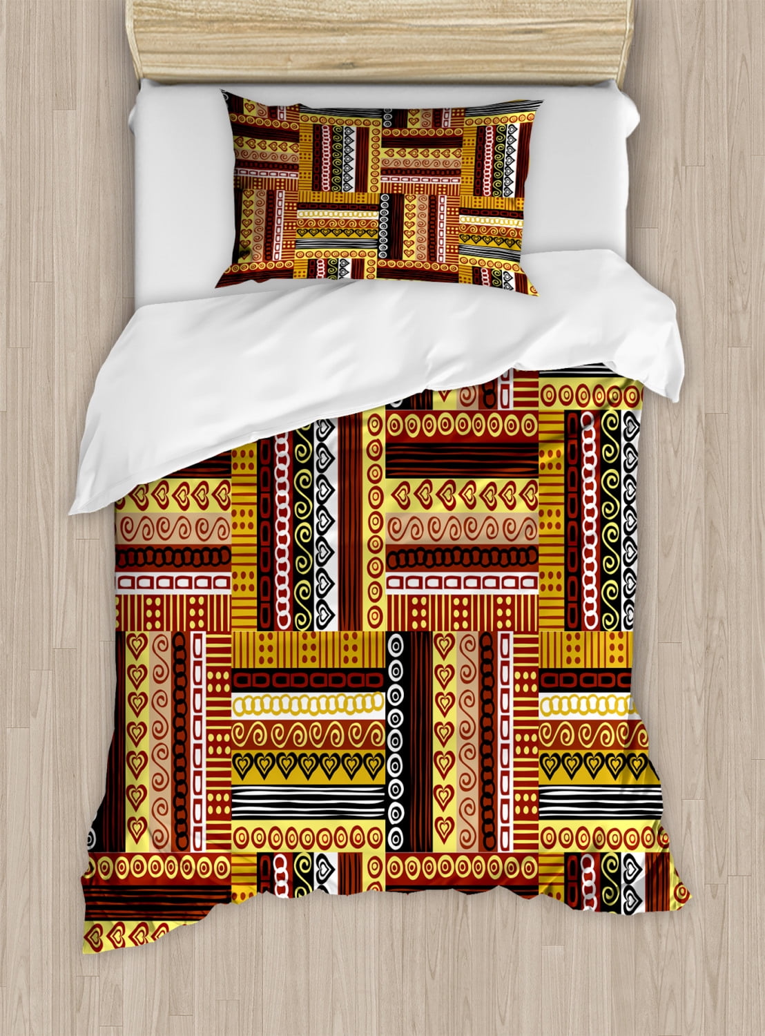 Ethnic Duvet Cover Set Twin Size, Traditional African Oriental Motifs ...