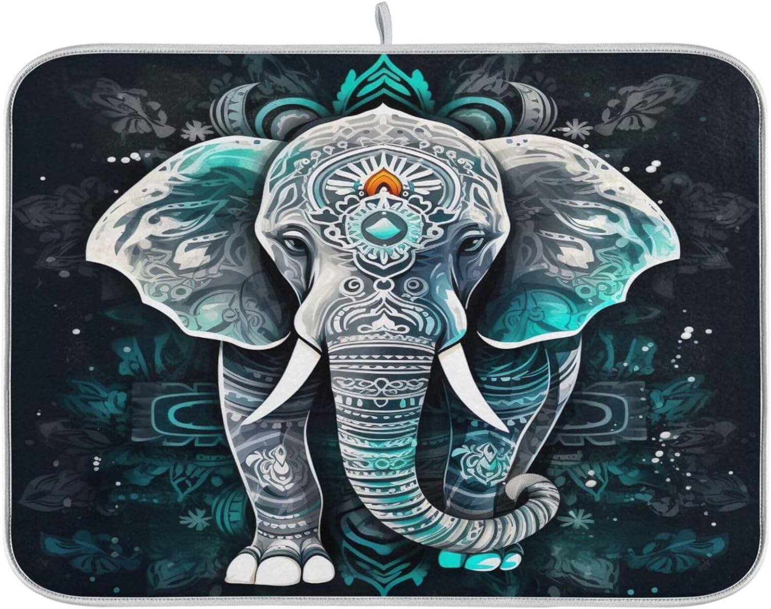 Ethnic Elephant Dish Drying Mat for Kitchen Counter, Ultra Absorbent ...