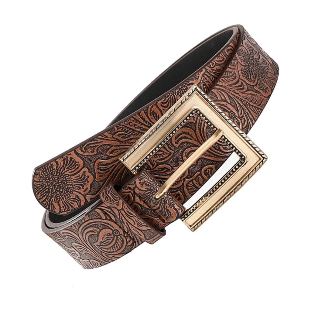 Ethnic Embossed Flower Pin Buckle Waistband Aesthetic Western Belt for ...