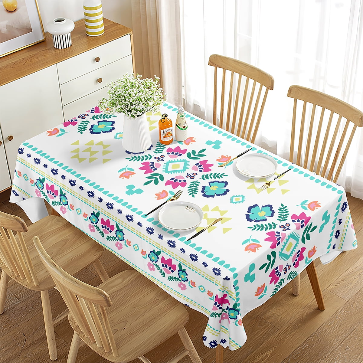 Bohemian Tablecloth Rectangular Ethnic Exotic Retro Style r for Kitchen ...