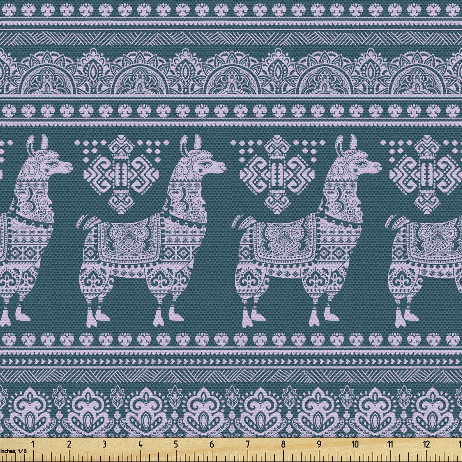 Ethnic Fabric by the Yard, Alpaca Llama South American Ornaments Animal ...