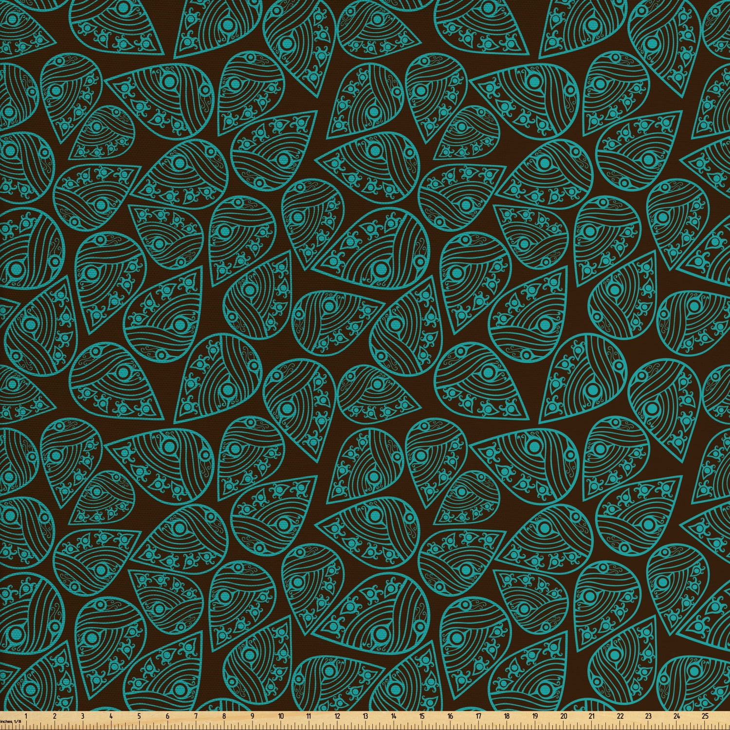 Ambesonne Ethnic Fabric by the Yard Upholstery, Foliage Pattern, 3 ...