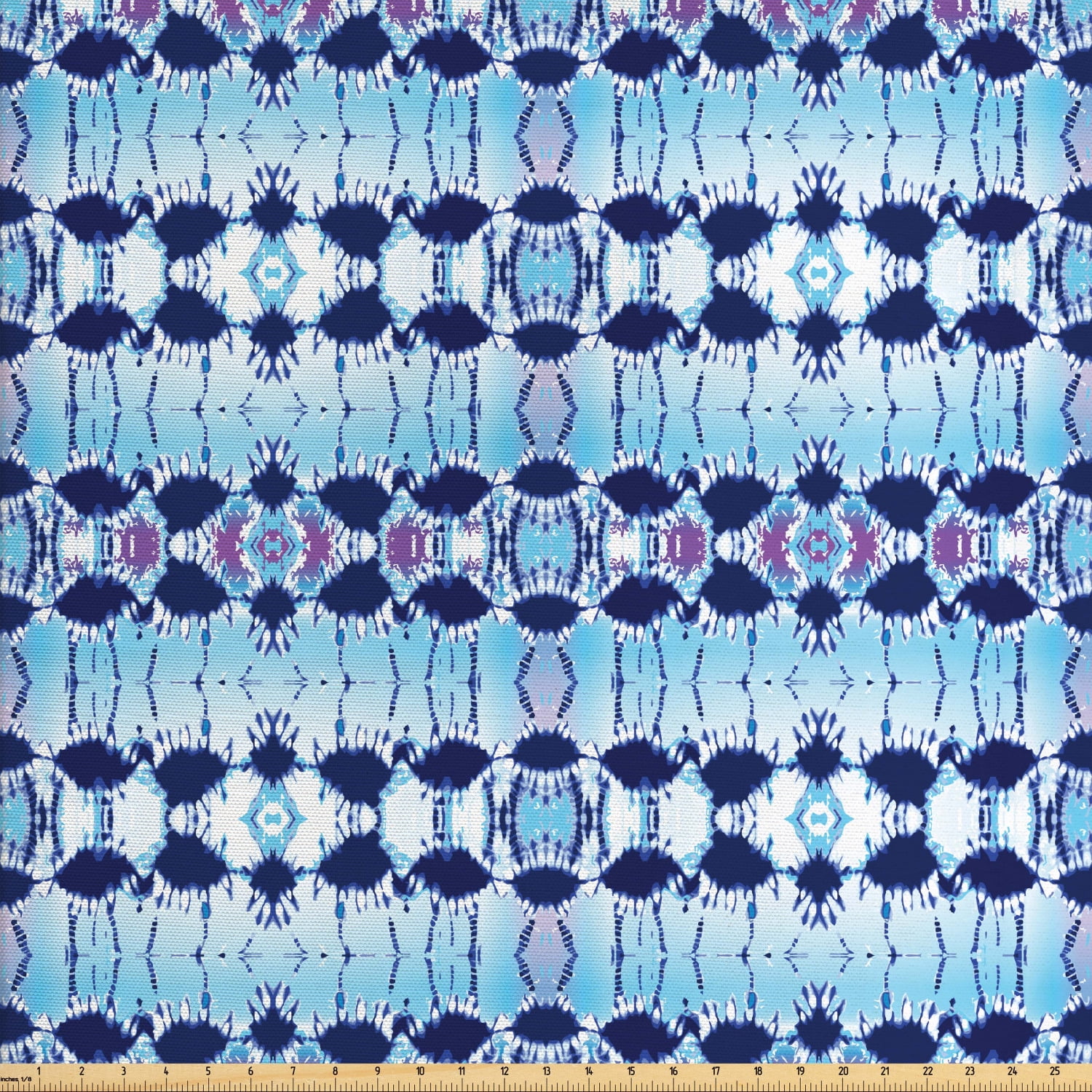Ethnic Fabric by the Yard, Pattern in Blue Shades Psychedelic Batik ...