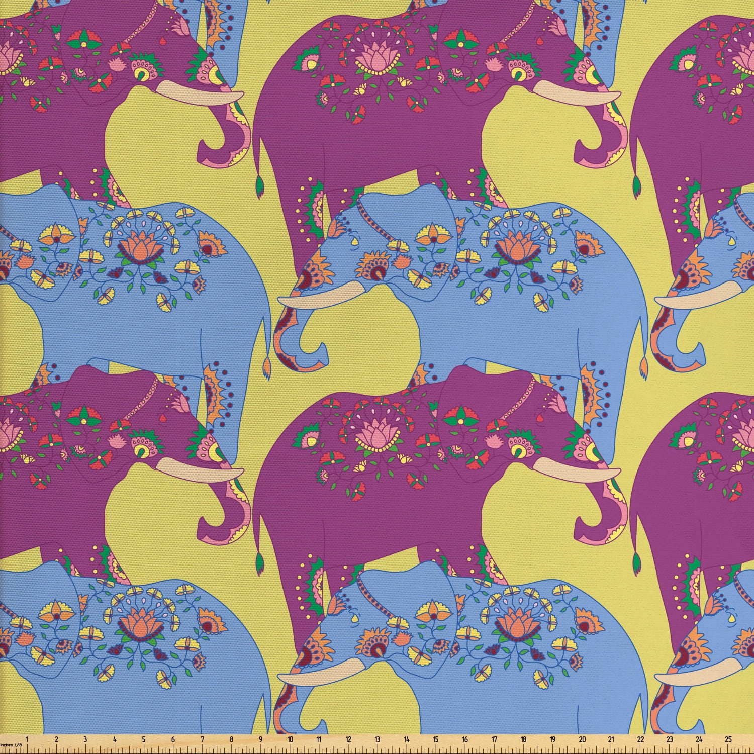 Ethnic Fabric by the Yard Upholstery, Illustration of Oriental Floral ...