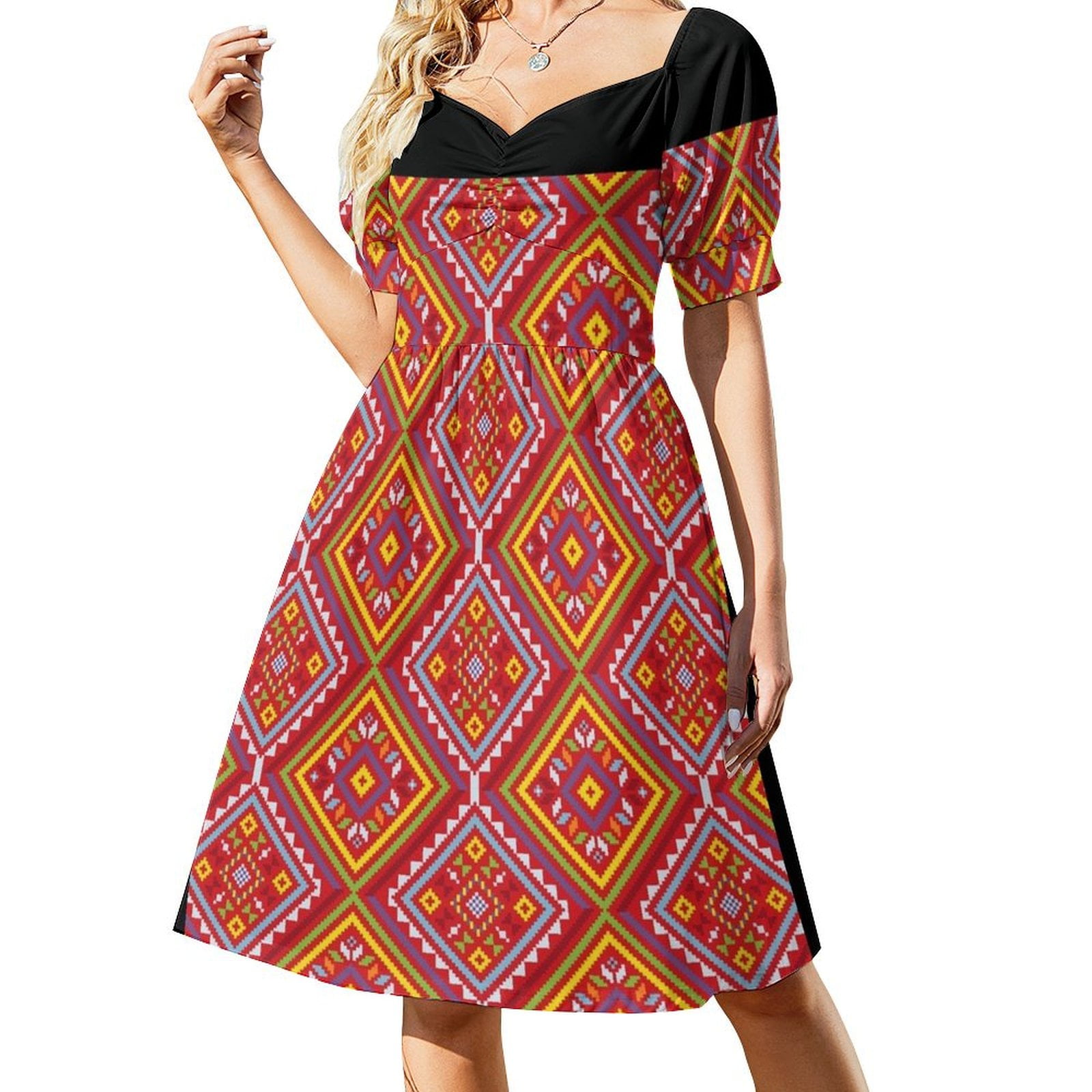Ethnic Filipino Tribal Pattern Yakan 1 Short Sleeved Dress beach dress ...