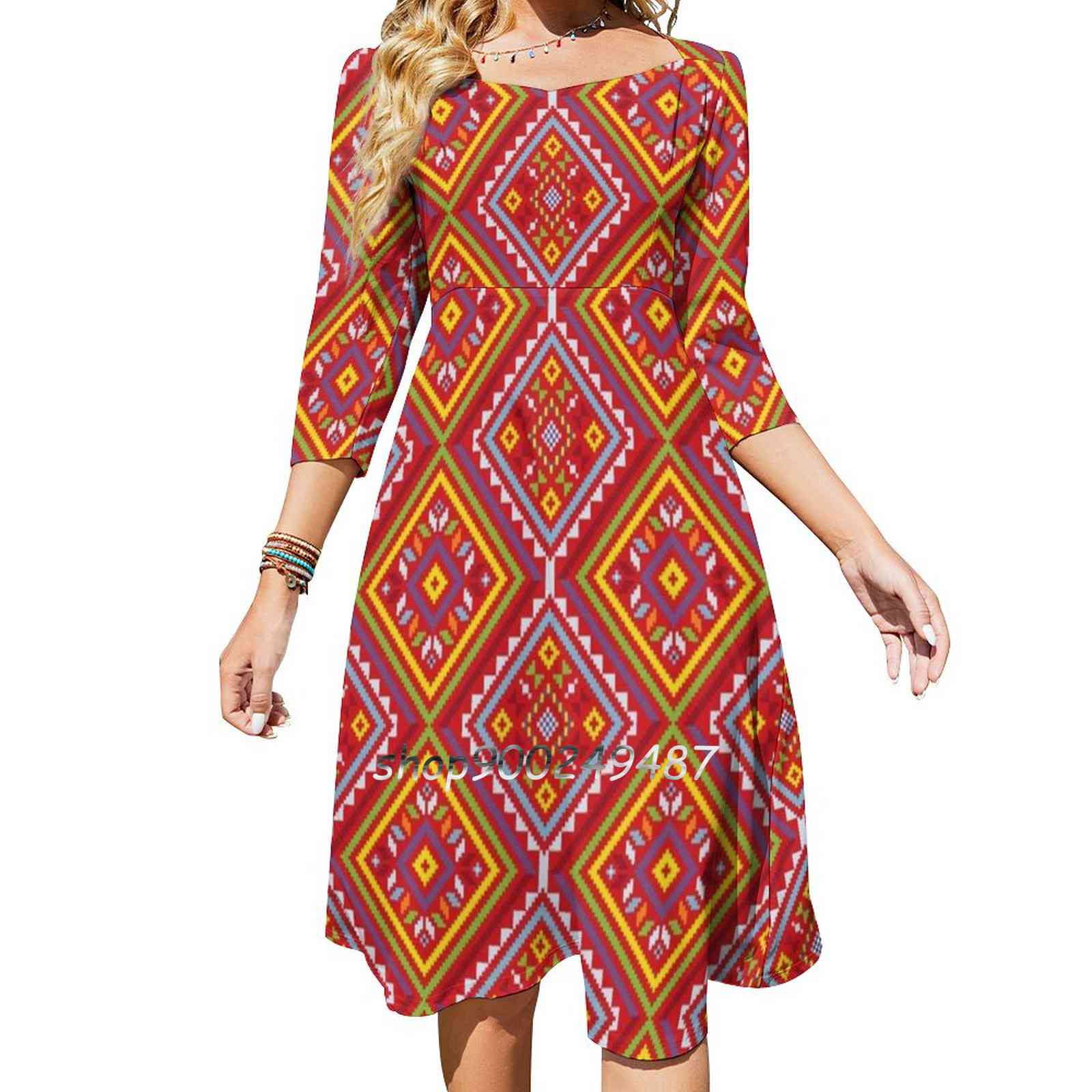 Ethnic Filipino Tribal Pattern-Yakan 1 Square Neck Dress Sweet Summer ...