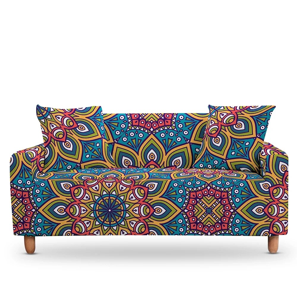 Ethnic Floral Sofa Covers for Living Room 3D Digital Geometric ...