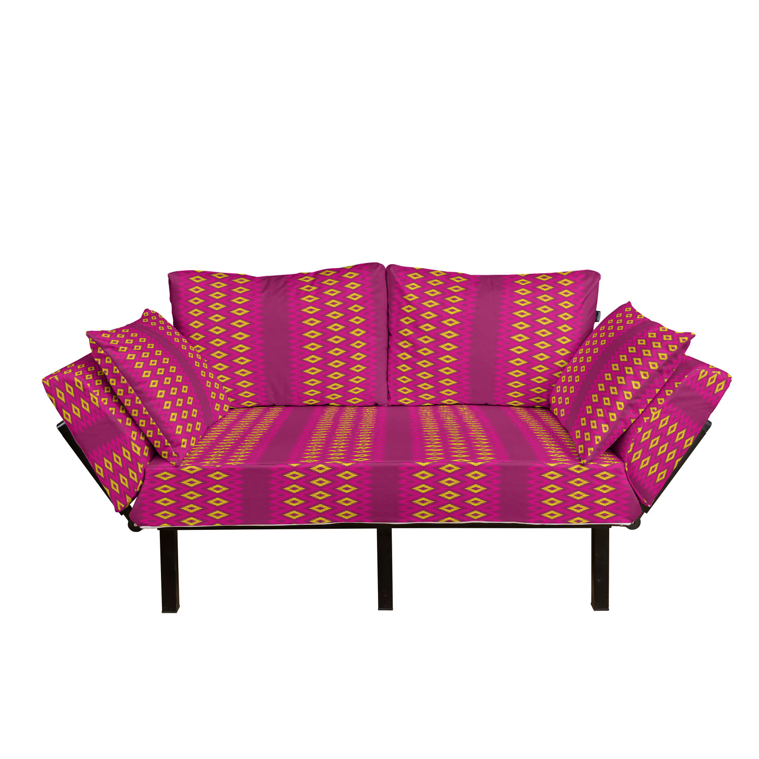 Ethnic Futon Couch, Geometrical Pattern with Traditional Design in Pink ...