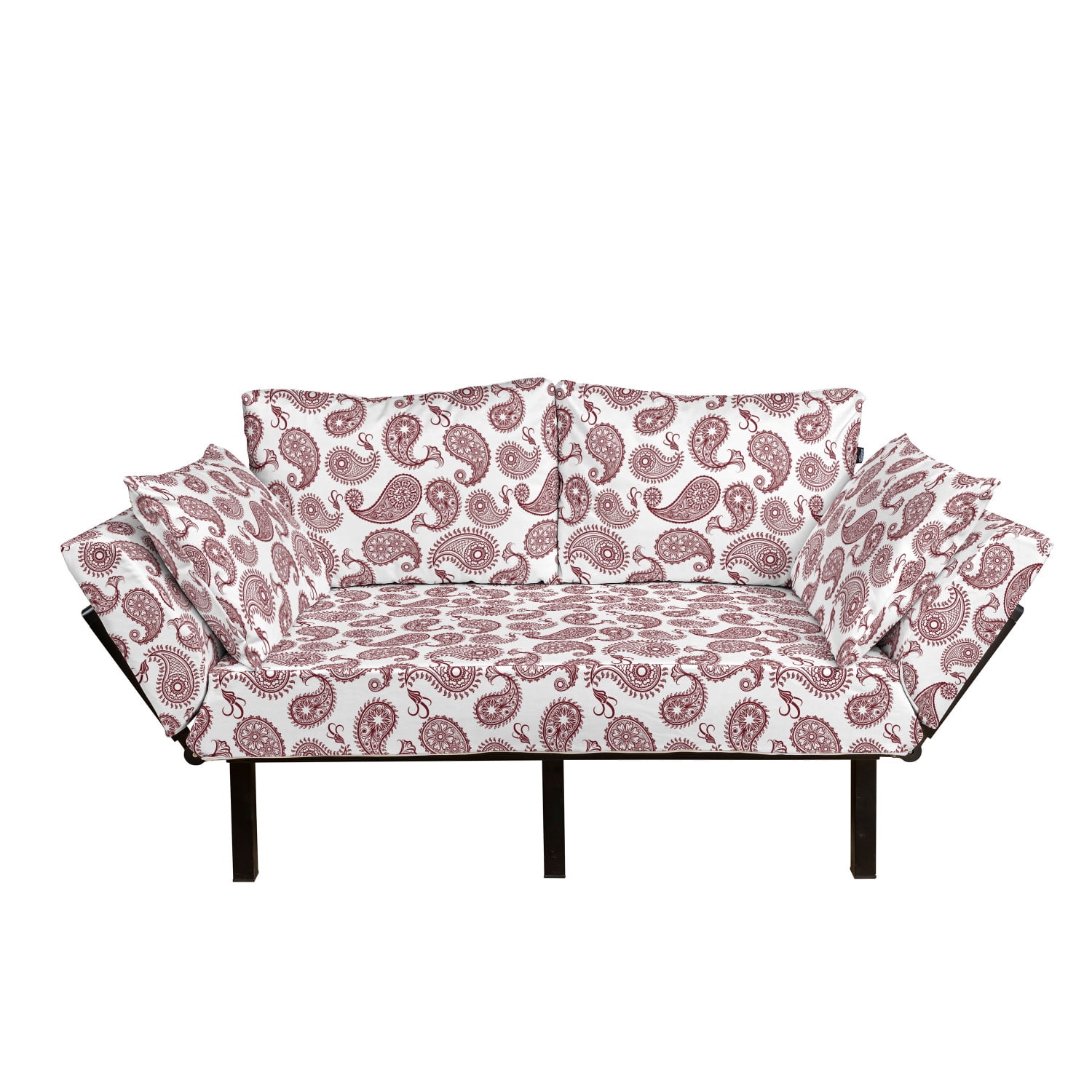 Ethnic Futon Couch, Paisley Leaves Middle Eastern Traditional Oriental ...
