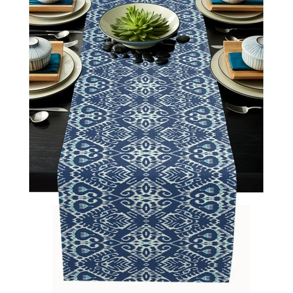 Ethnic Geometric Black And White Table Runner Placemat Coaster Modern ...
