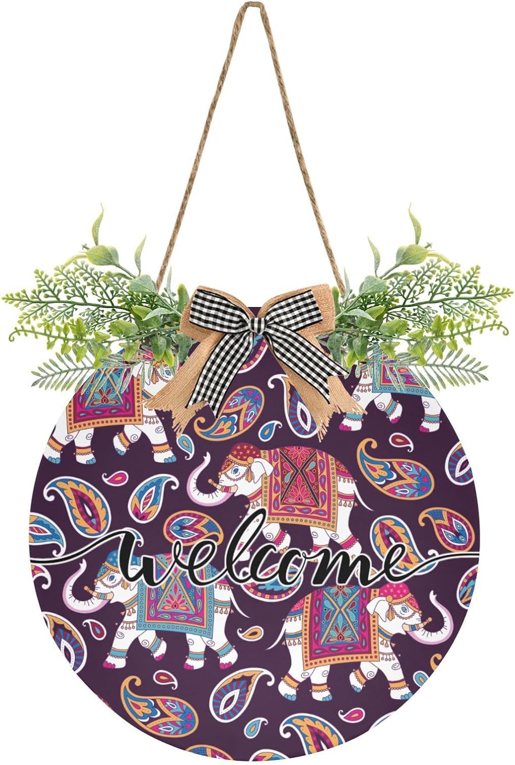 Ethnic Indian Elephant Welcome Sign Farmhouse Front Porch Door Hanging ...
