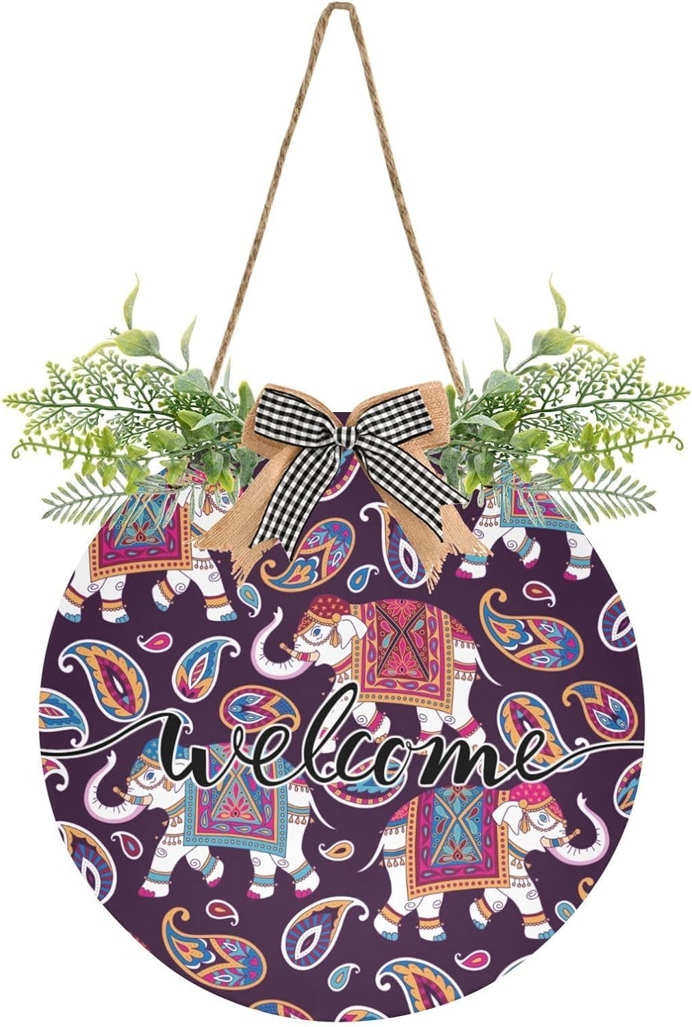Ethnic Indian Elephant Welcome Sign Farmhouse Front Porch Door Hanging ...