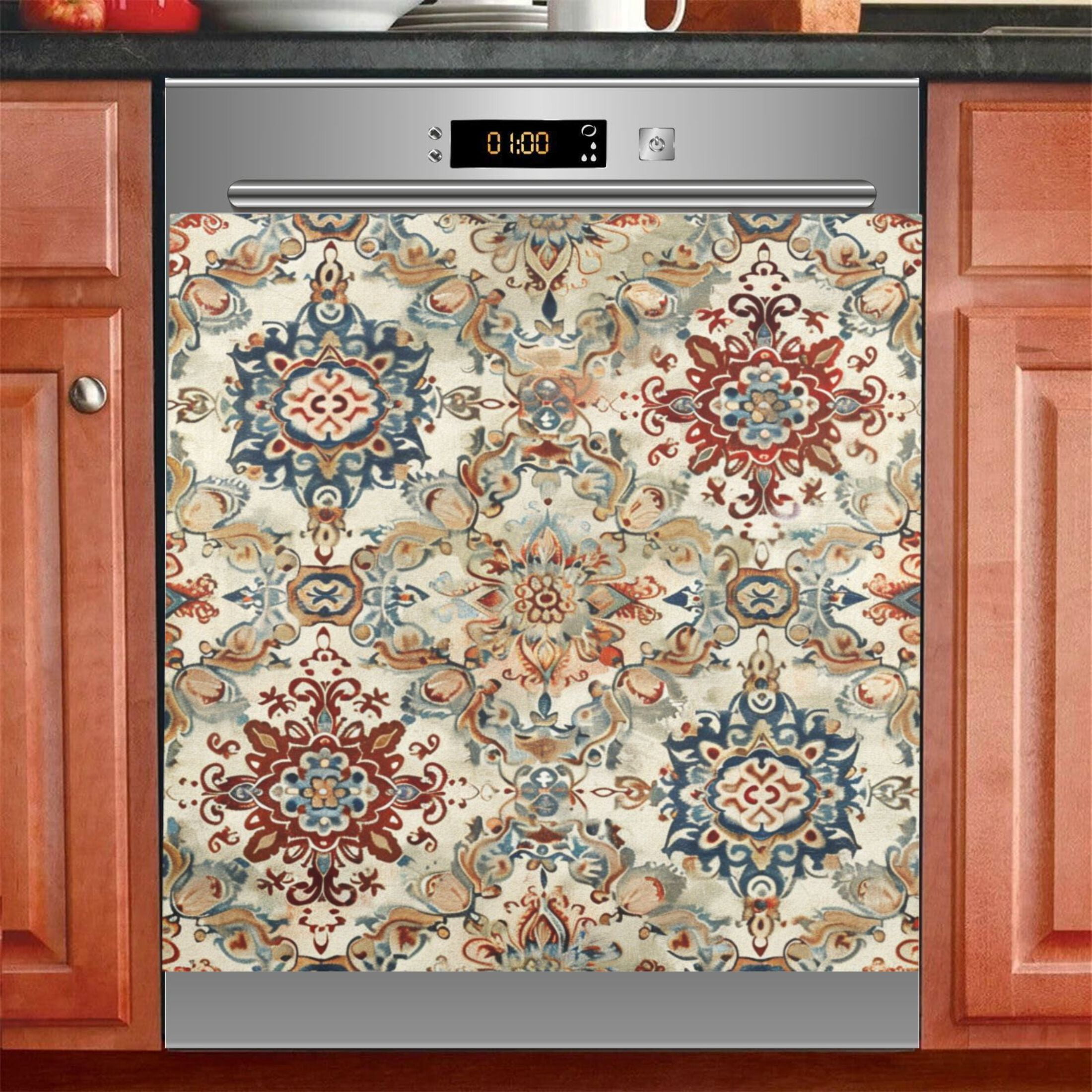 Ethnic Indian Mandala Paisley Rustic Dishwasher Magnetic Refrigerator ...