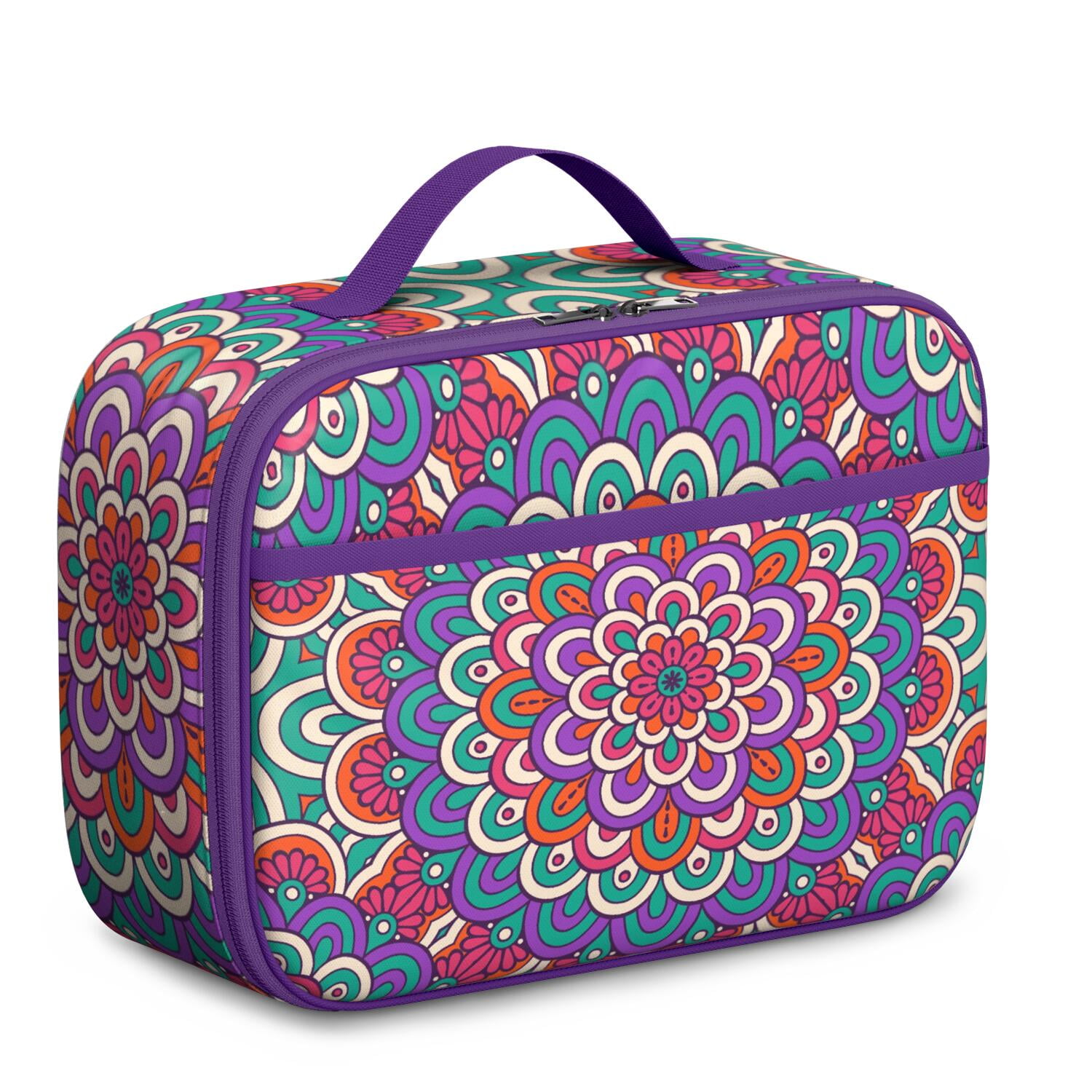 Ethnic Inspired Symmetrical Mandala Lunch Bag Vintage Style with Mesh ...