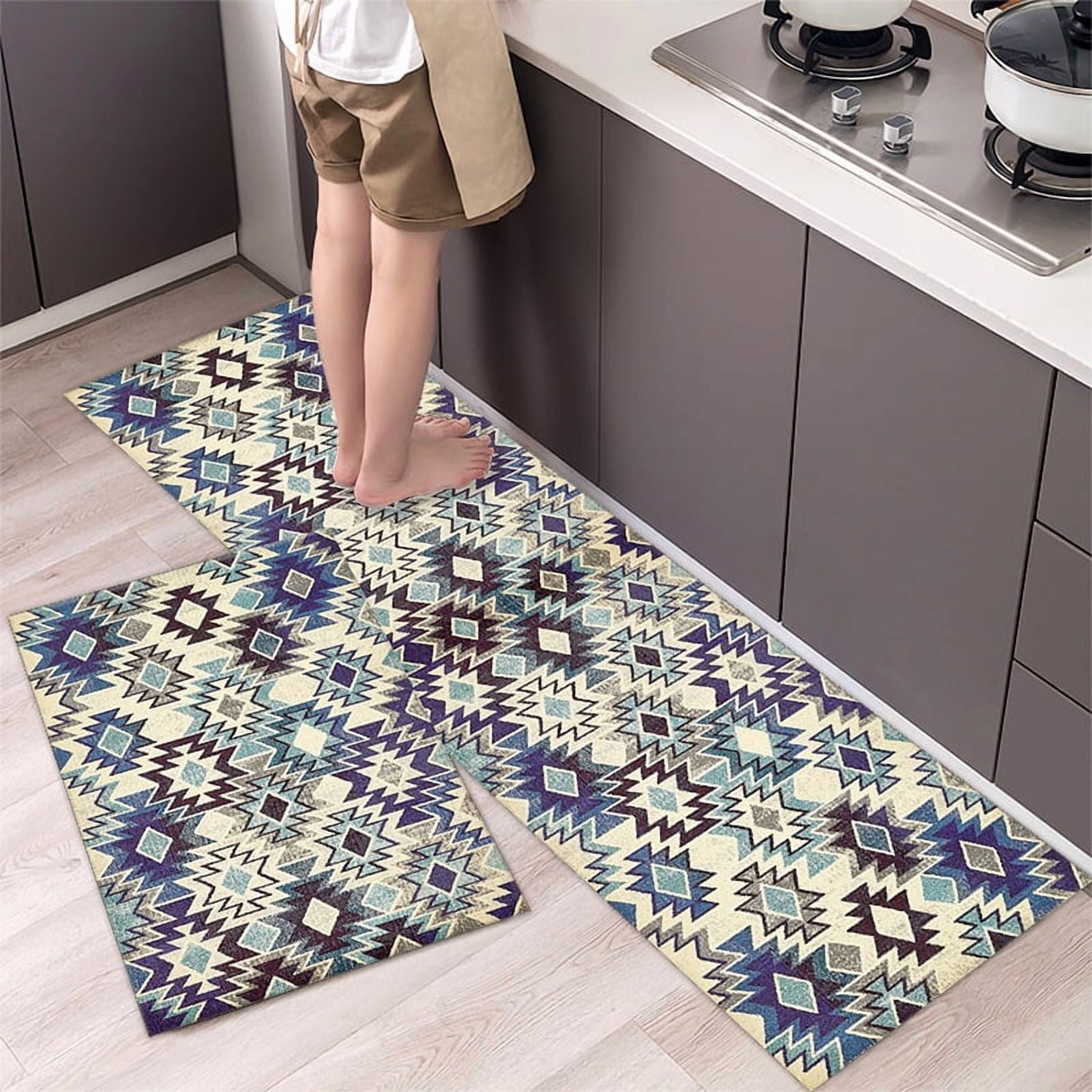 Ethnic Kitchen Floor Rug Retro Bath Entrance Door Mat Washable Home Mat ...