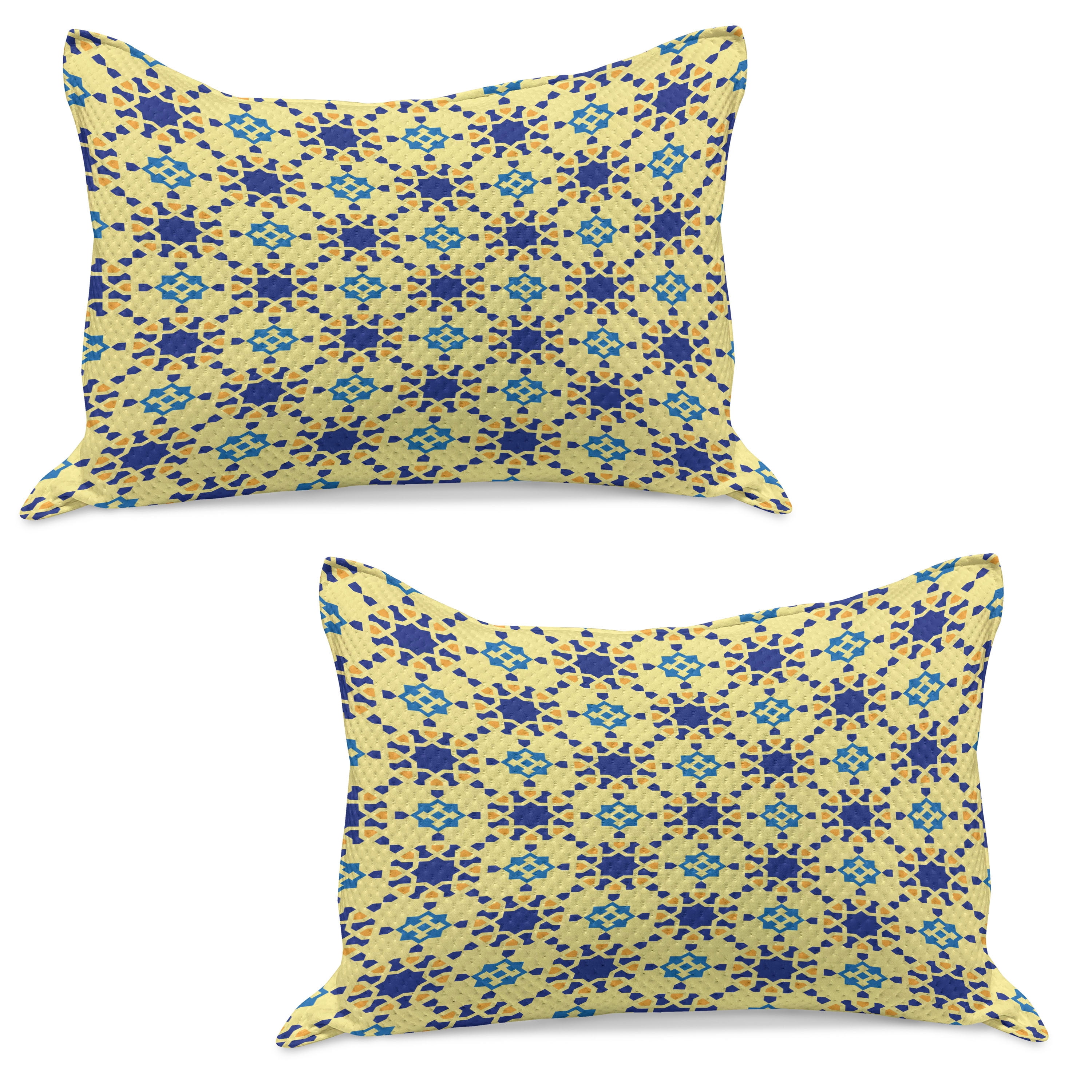 Ethnic Knitted Quilt Pillowcover Set of 2, Moroccan Ceramic Motif with ...