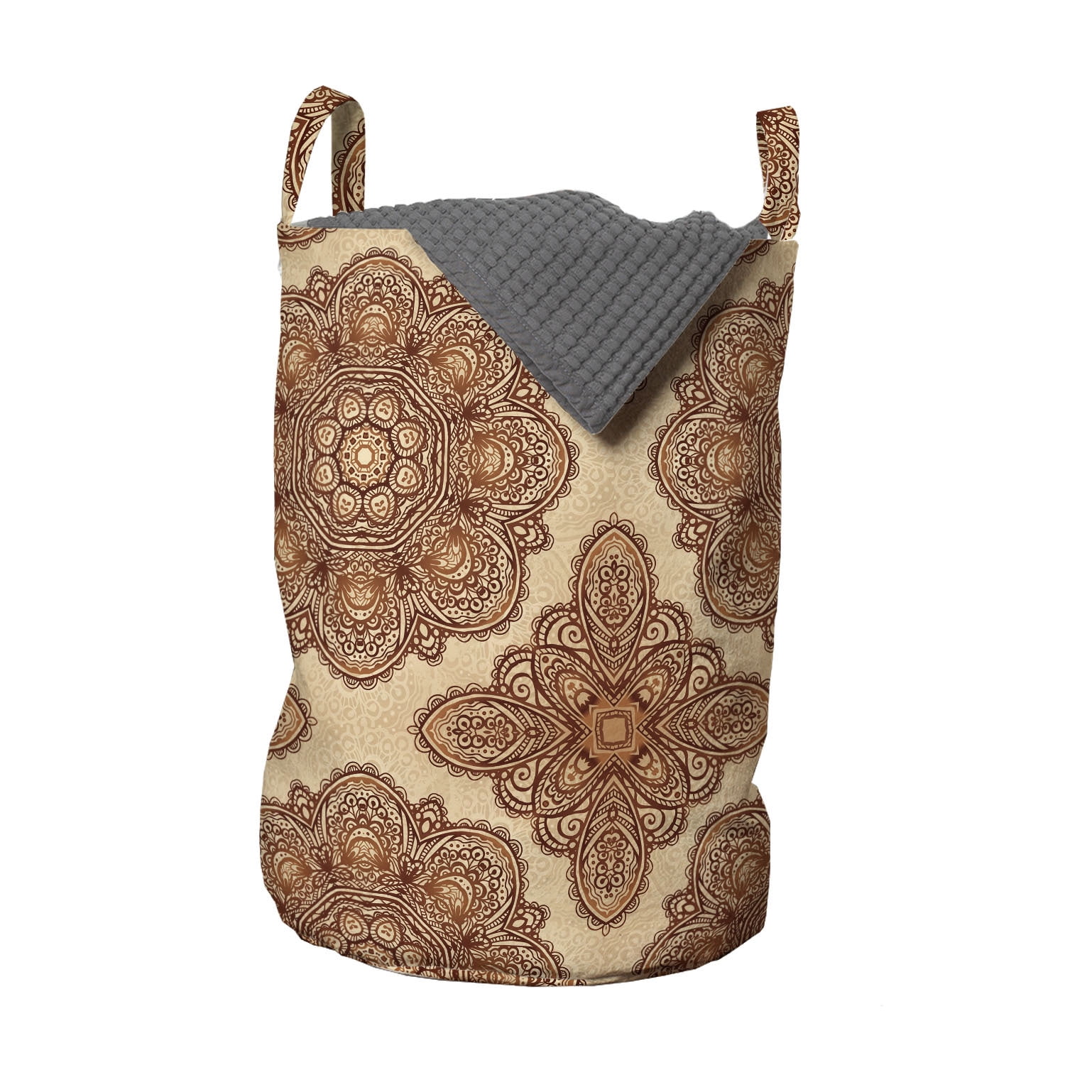 Ethnic Laundry Bag, Mandala Style Floral Flower with Abstract Paisley ...