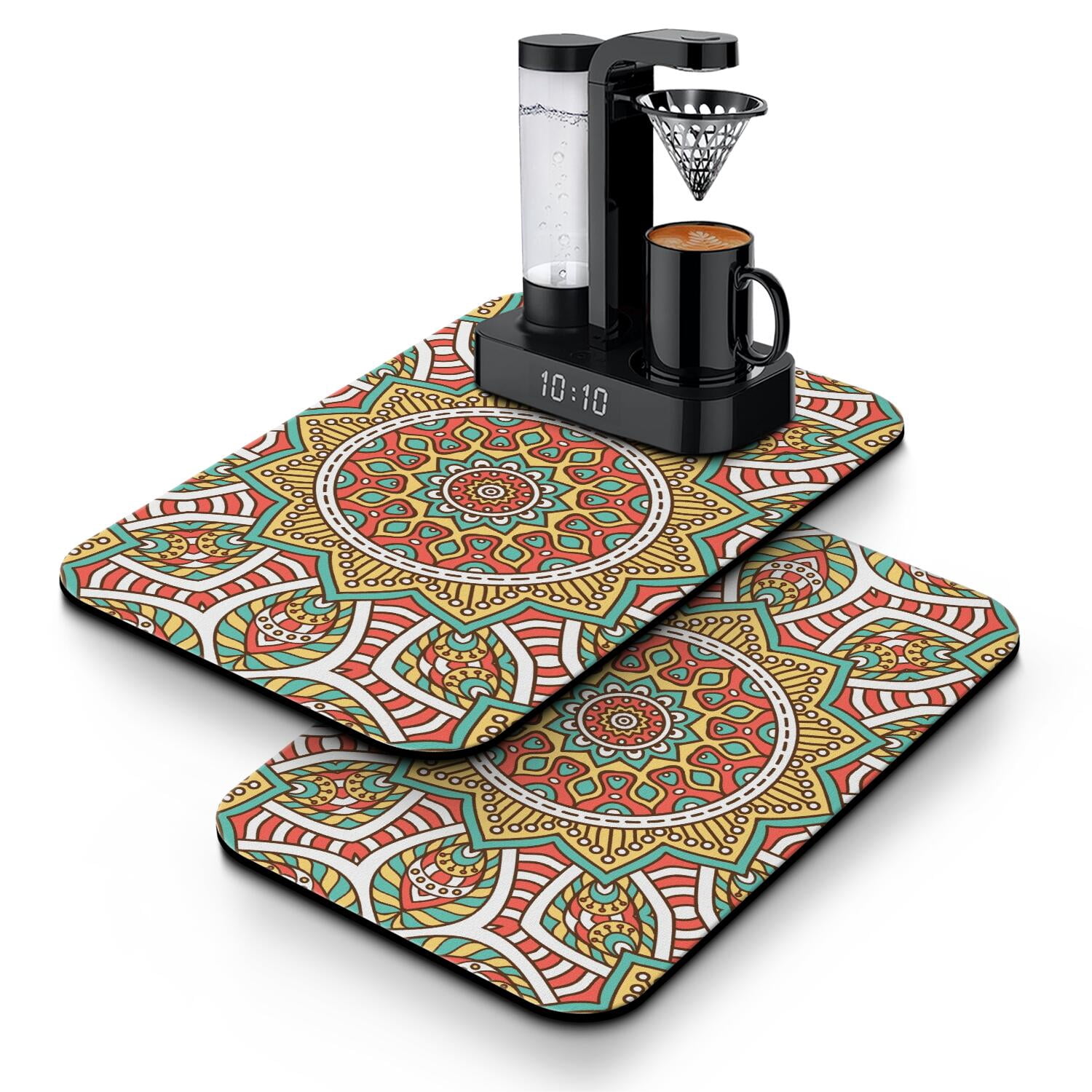 Ethnic Mandala Art Dish Drying Mat, Tribal Boho Mandala Absorbent ...