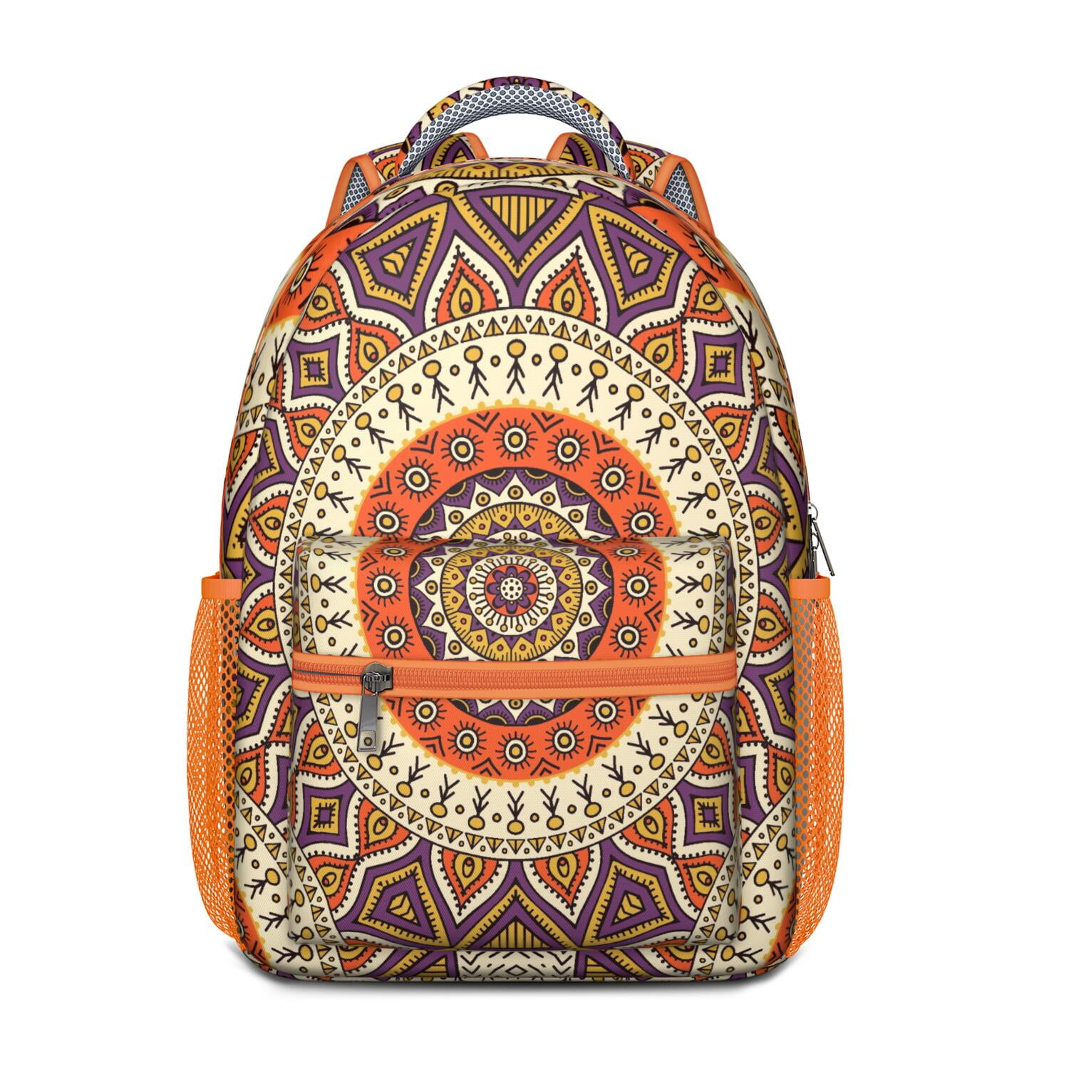 Ethnic Mandala Backpack for Elementary Students with Sacred Tribal Pattern, Water-Resistant ...