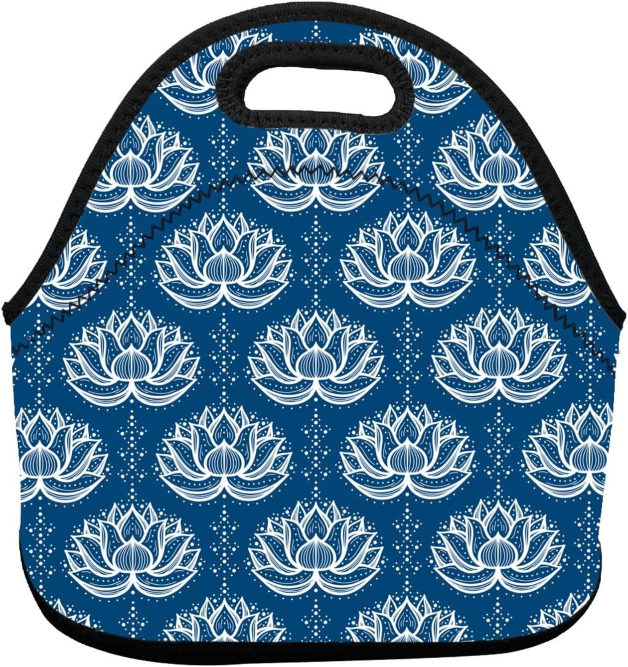 Ethnic Mehndi Lotus Flower Lunch Bag Insulated Lunch Box Reusable ...