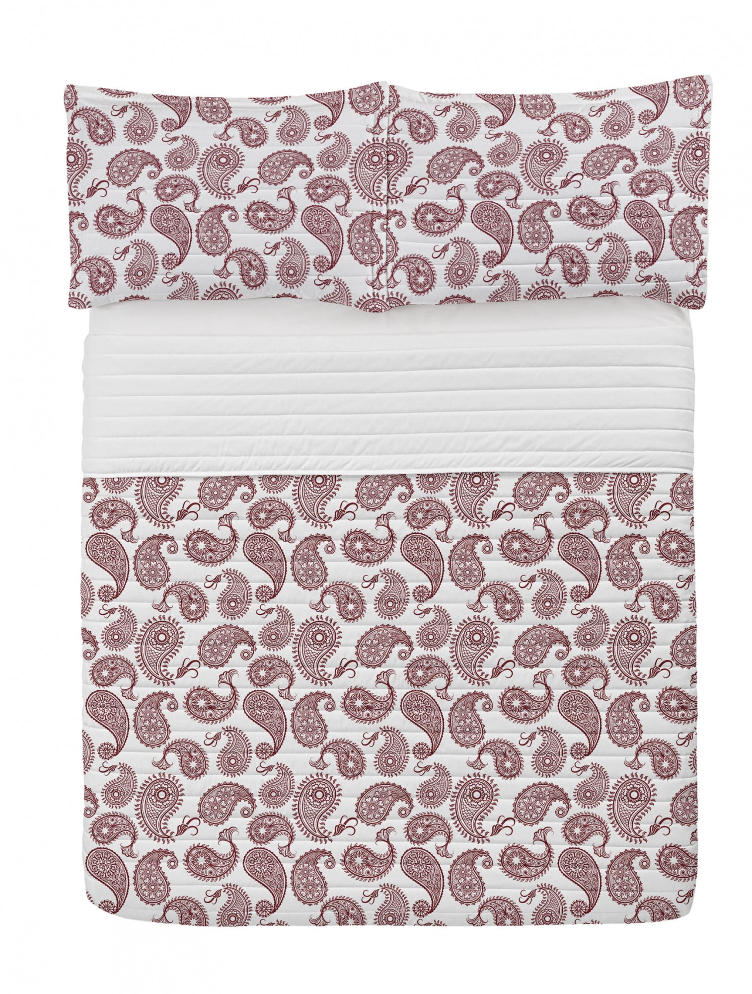 Ethnic Microfiber Bedspread Set, Paisley Leaves Middle Eastern ...