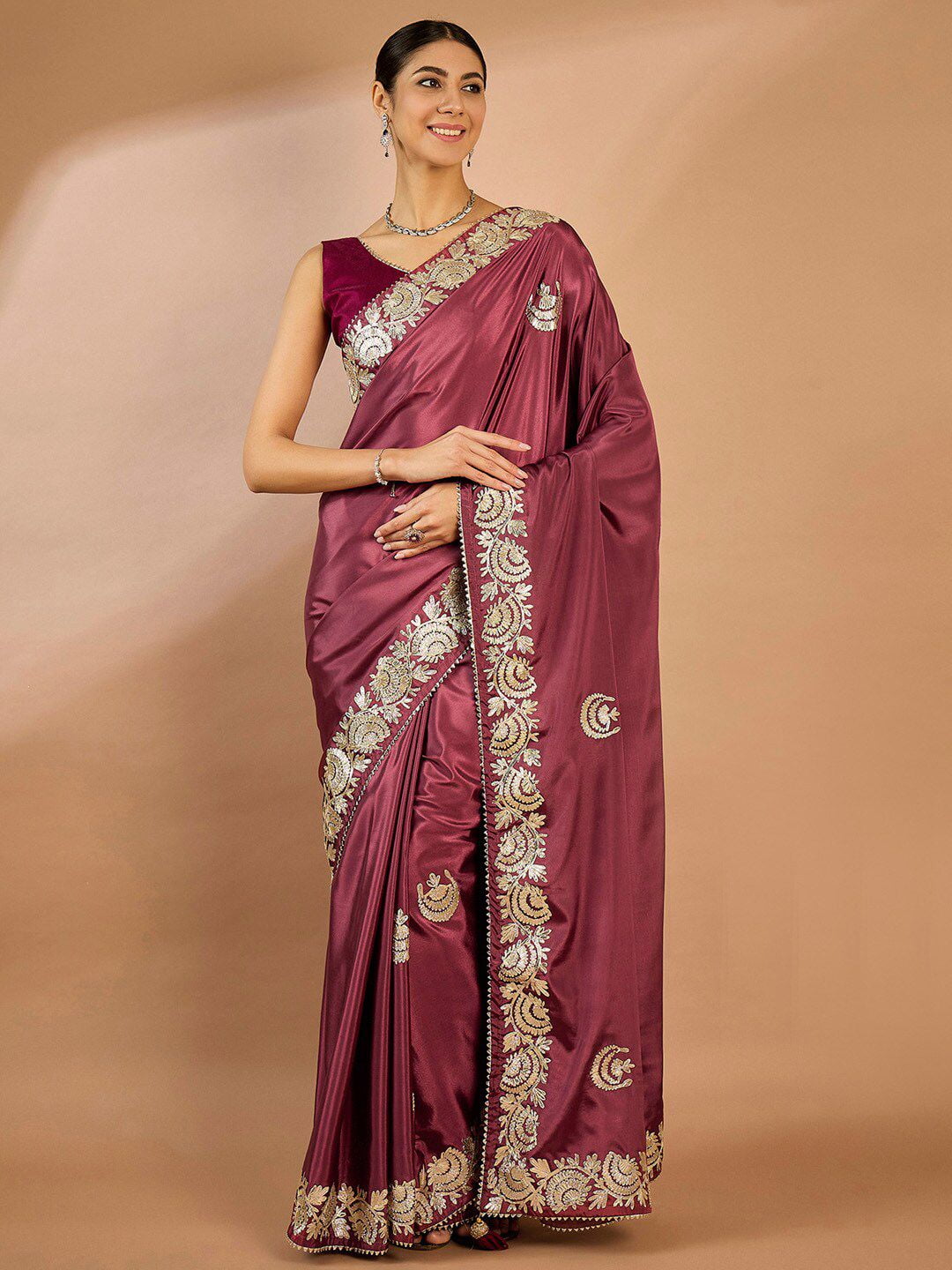 Ethnic Motifs Embellished Gotta Patti Saree - 27806044 - Walmart.com