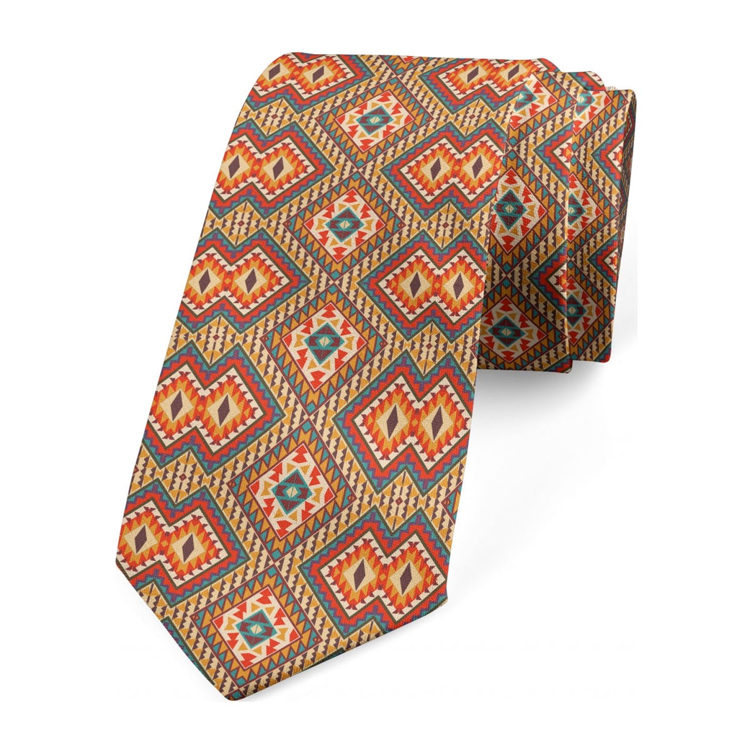 Ethnic Necktie, Mexican Heritage Motifs, Dress Tie, 3.7", Multicolor ...