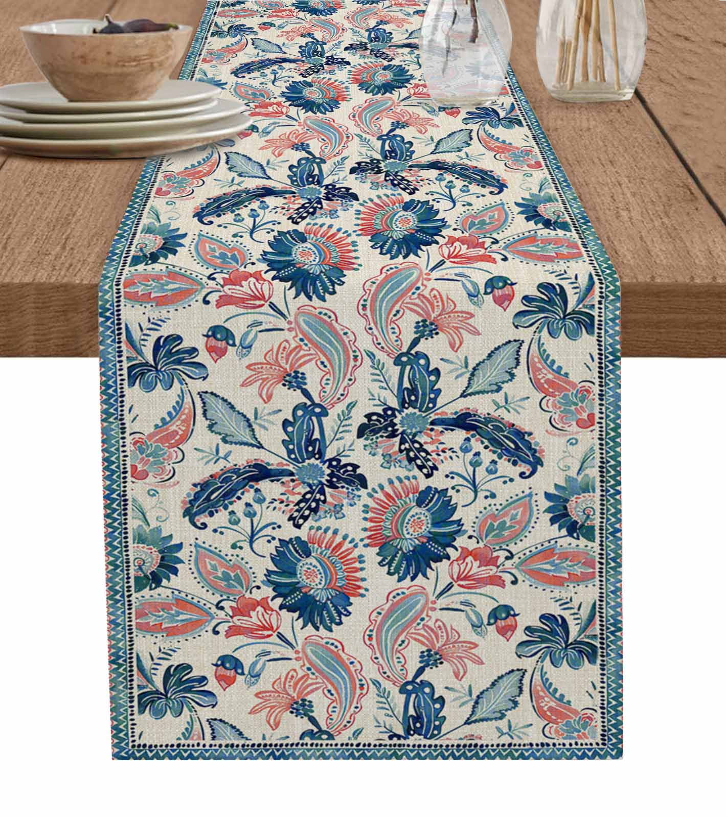 Ethnic Paisley Floral Table Runners Holiday Kitchen Table r Cotton ...
