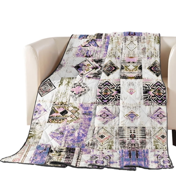 Ethnic Patchwork Quilted Comforters Cooling Blanket Full Size, Rustic ...