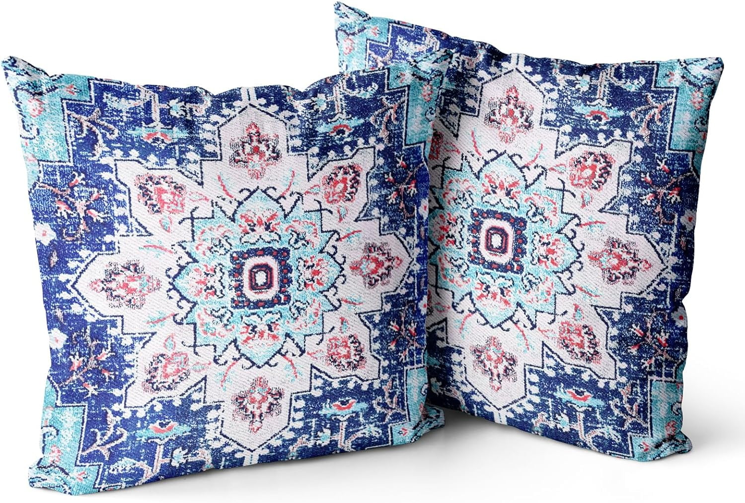 Ethnic Pattern Blue Boho Pillow Cover 16x16 Inch Set of 2 Southwest ...