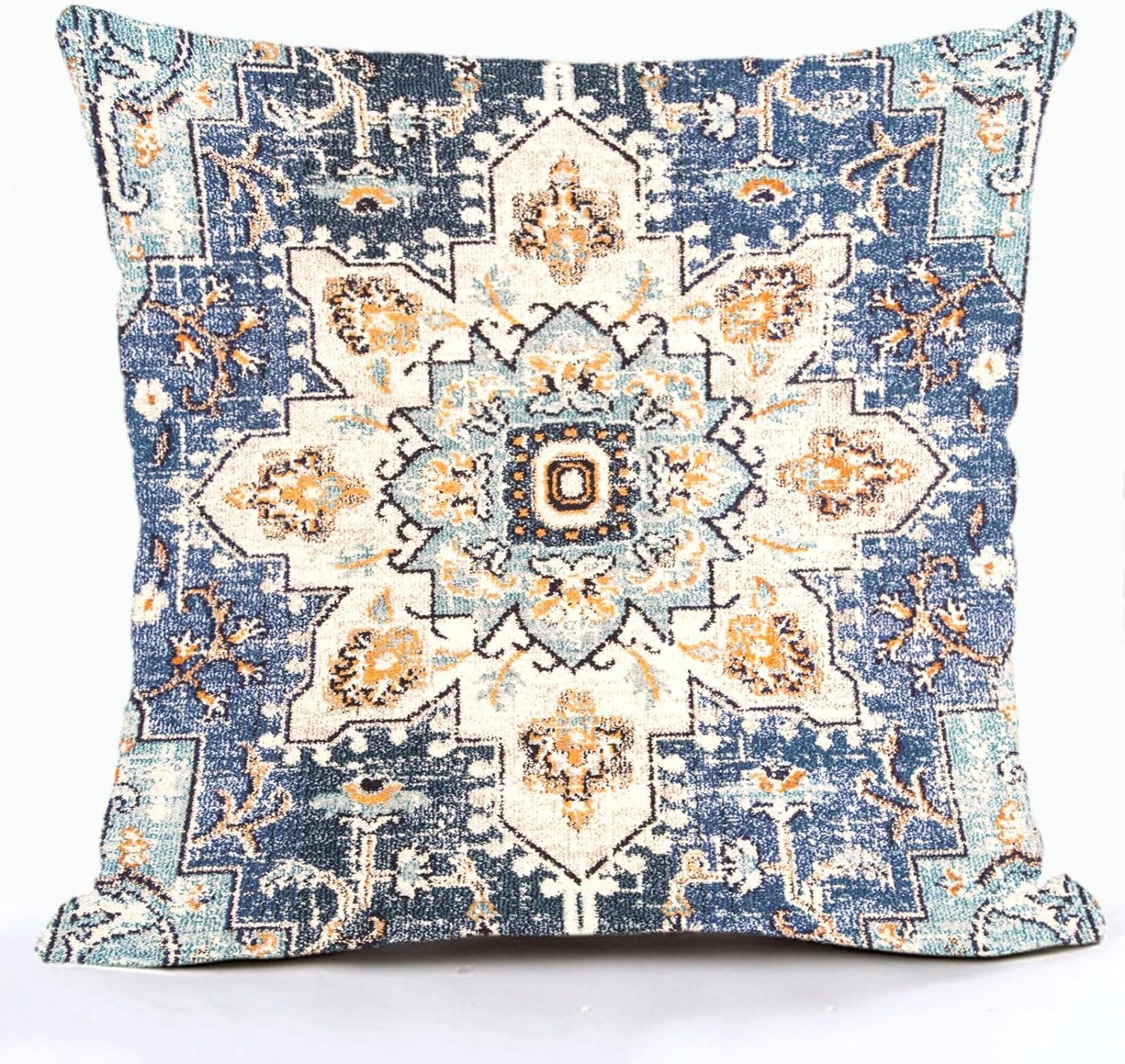 Ethnic Pattern Blue Boho Pillow Cover 16x16 Inch Southwest Farmhouse ...