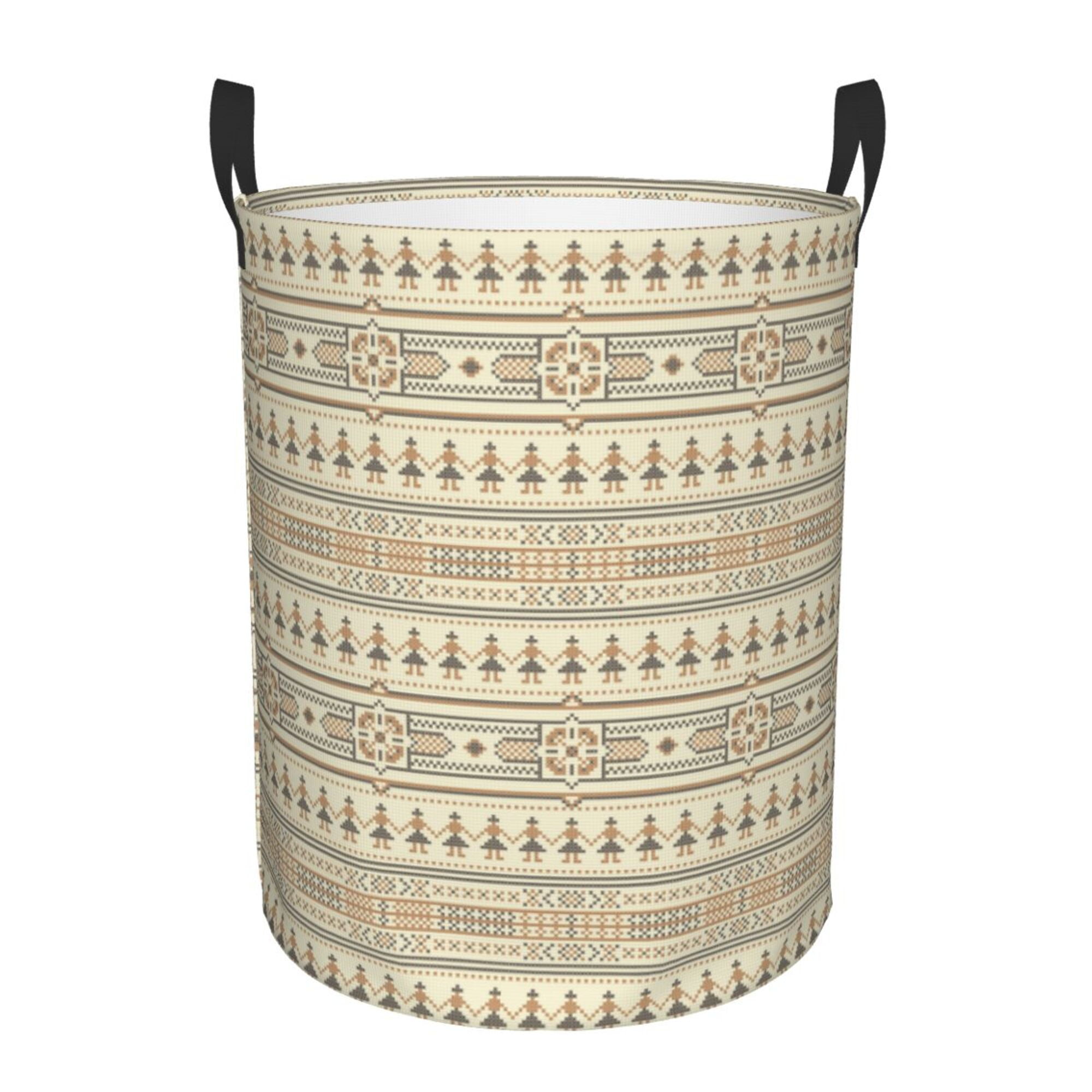 Ethnic Pattern Circular Laundry Basket (With Handle) Waterproof Oxford ...