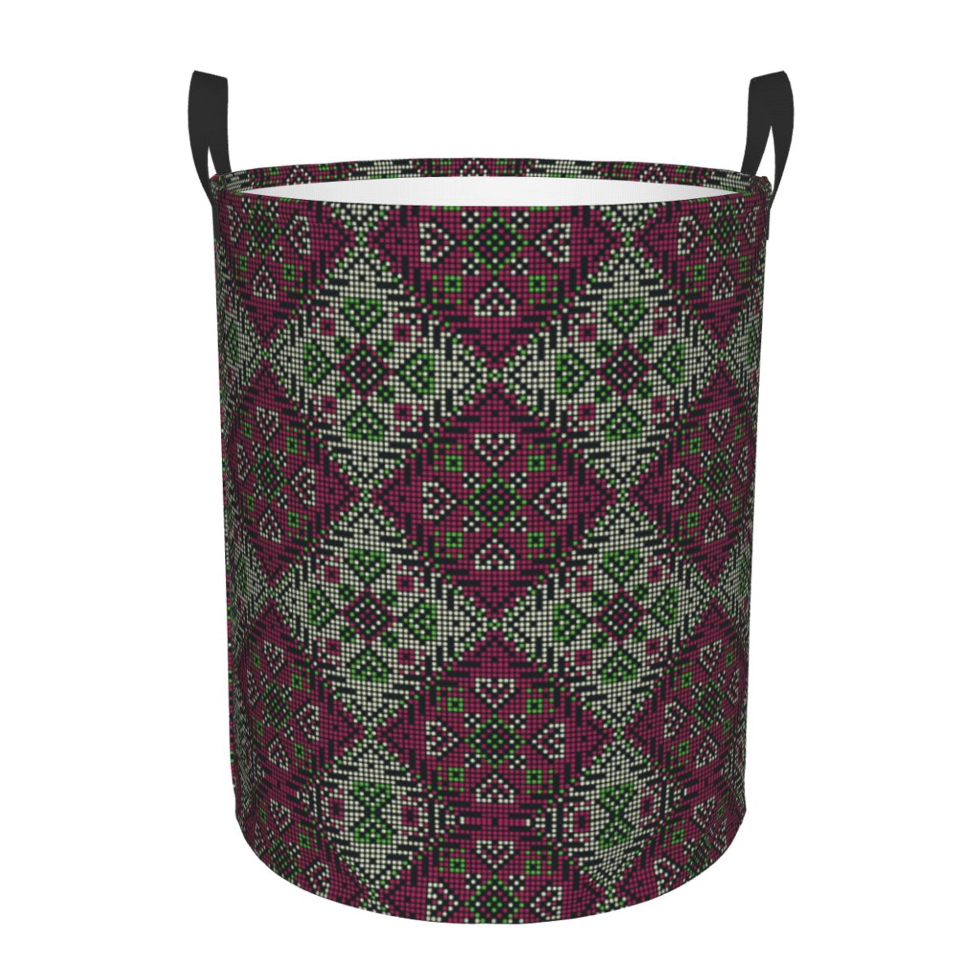 Ethnic Pattern Circular Laundry Basket (With Handle) Waterproof Oxford ...