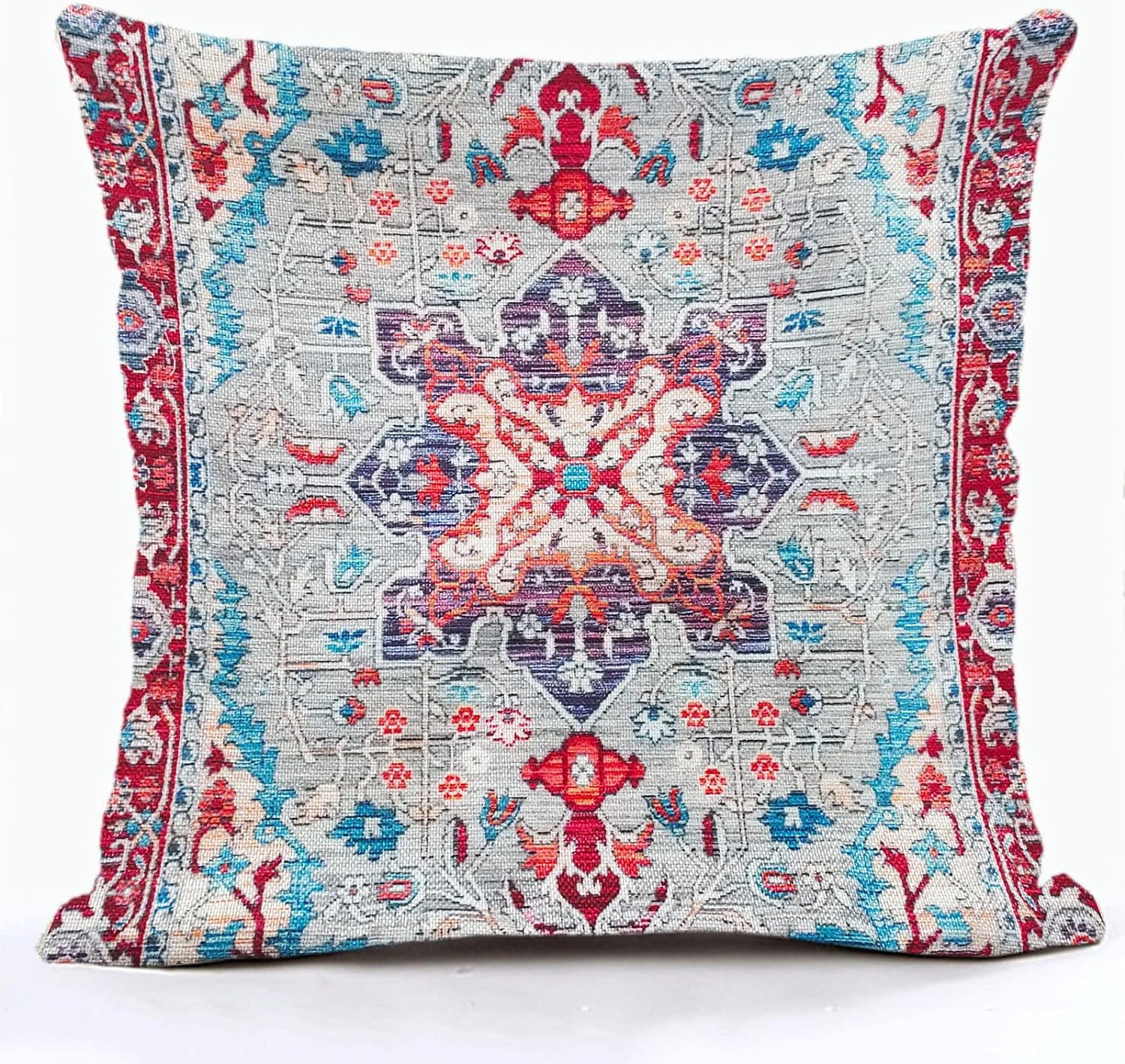 Ethnic Pattern Red Boho Pillow Cover 18x18 Inch Southwest Farmhouse ...
