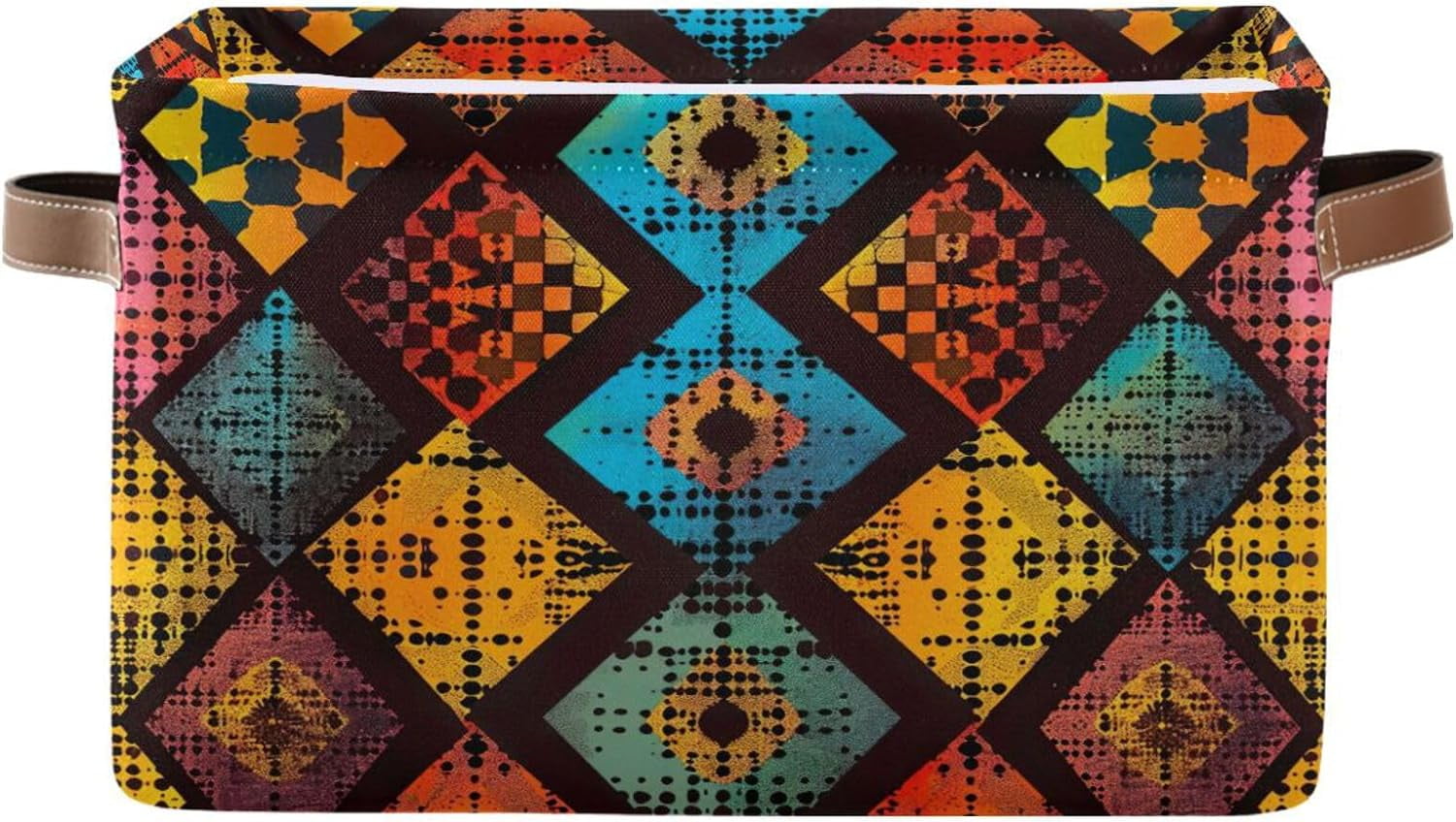 Ethnic Print Shelf Storage Bins, Foldable Fabric Storage Baskets with ...